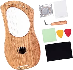 Amazon.com - 7-String Lyre Harp Wood String Instrument with String Set ...