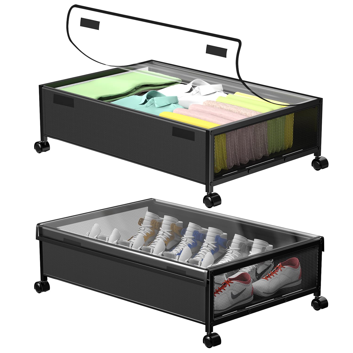 Amazon.com: NADAMOO Under Bed Storage with Wheels and Clear Cover ...