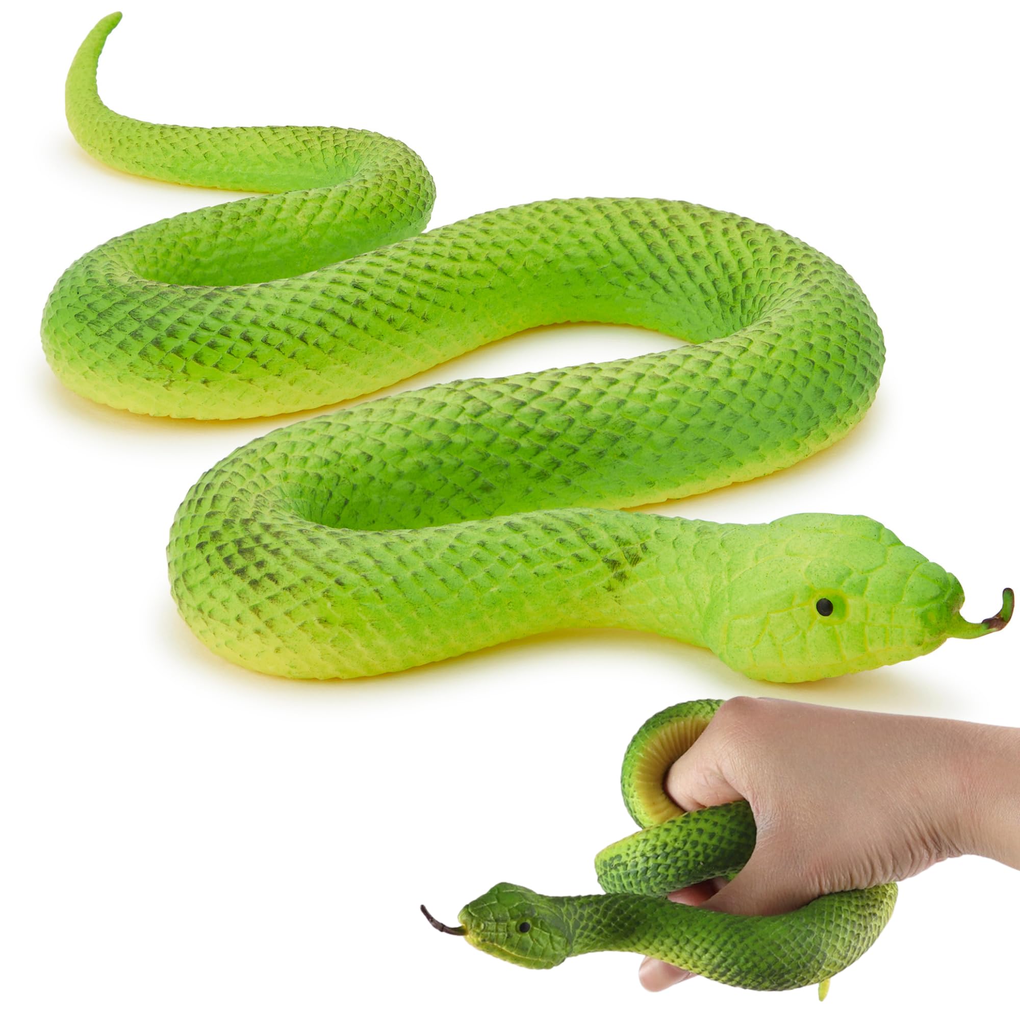 Zappi Co Bamboo Leaf Green Realistic Snake Figure - Lifelike Flexible ...