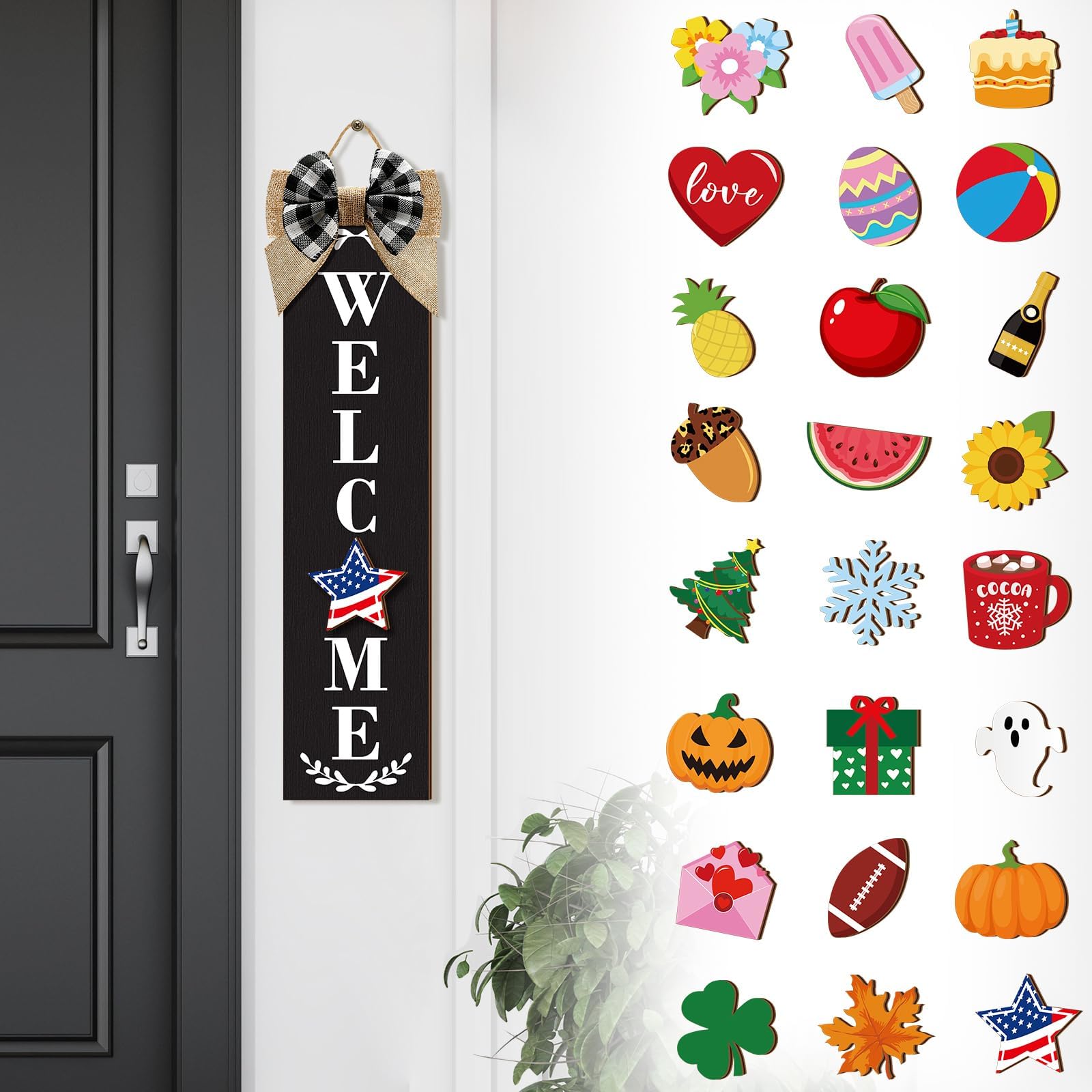 Amazon.com : BDUSXYZ Interchangeable Welcome Sign Seasonal Front Door ...