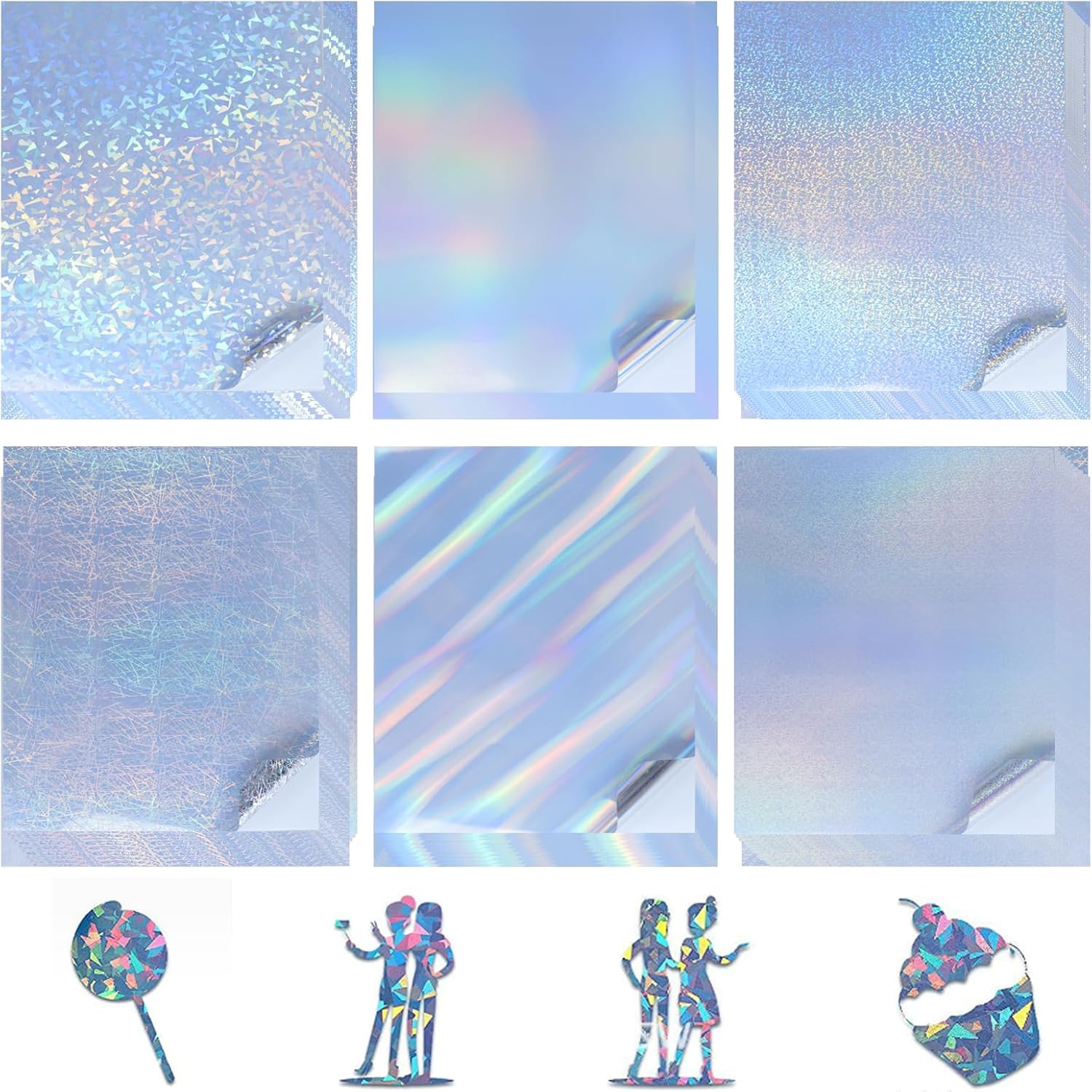 60 Sheets Holographic Sticker Paper, 8.3 * 11.7 Inches A4 Vinyl Sheets ...