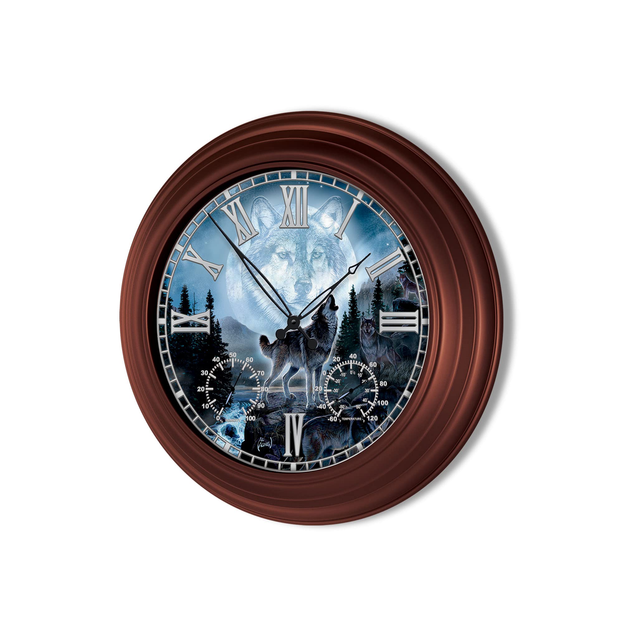 Buy The Bradford ExchangeMajestic Presence' Wolf Wall Clock – with Al ...