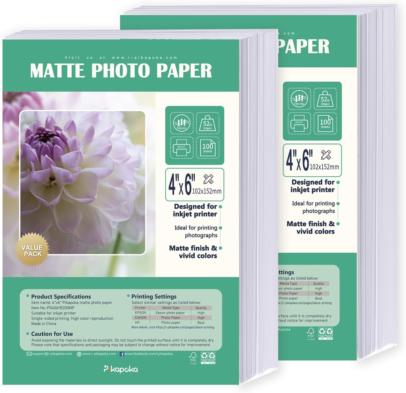 Amazon.com : HP Matte Photo Paper, 4x6 in, 25 sheets (6QH46A) : Office ...