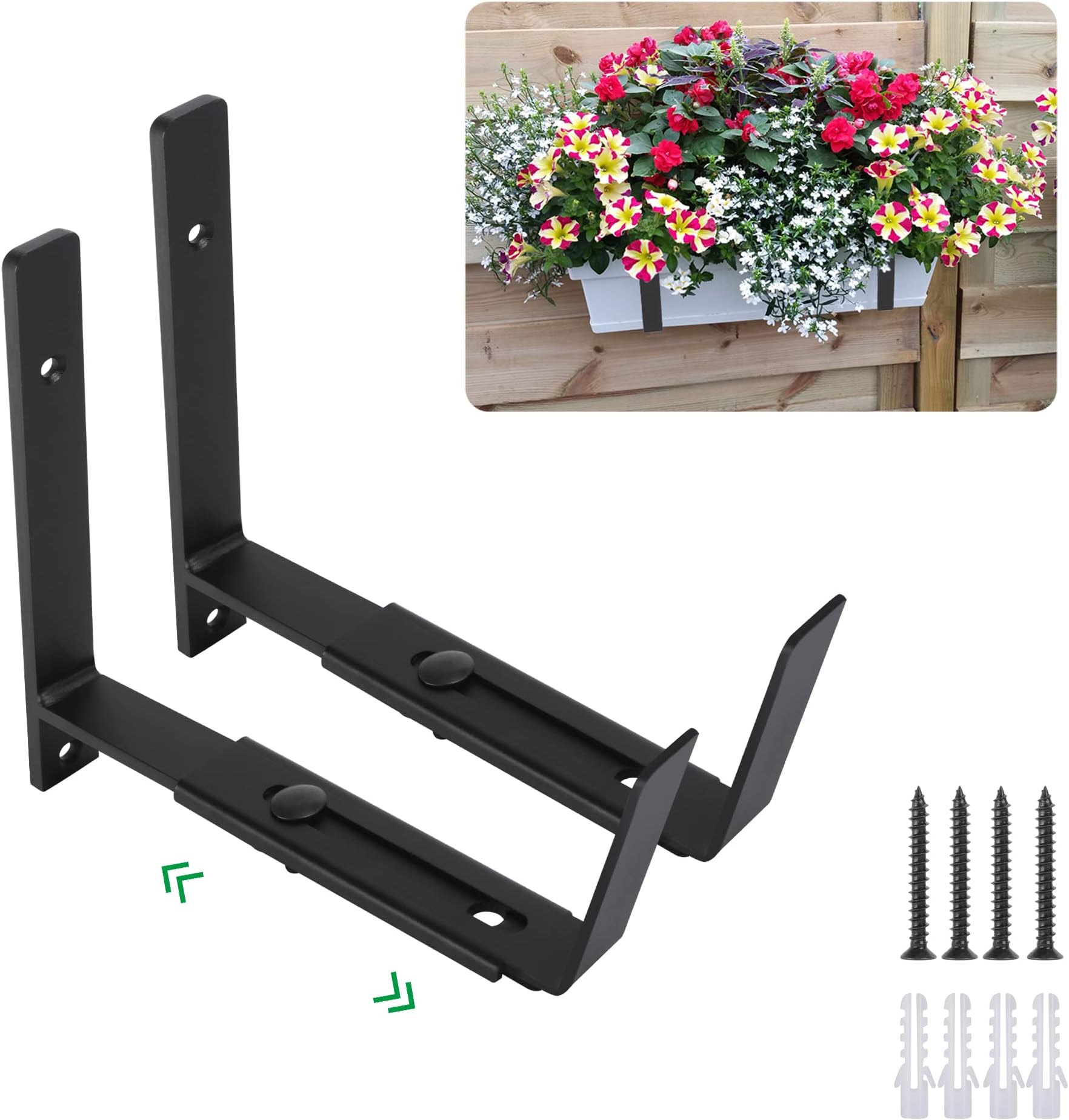 Amazon.com: 2pcs Adjustable Planter Box Brackets for Deck Railing, 6-12 ...