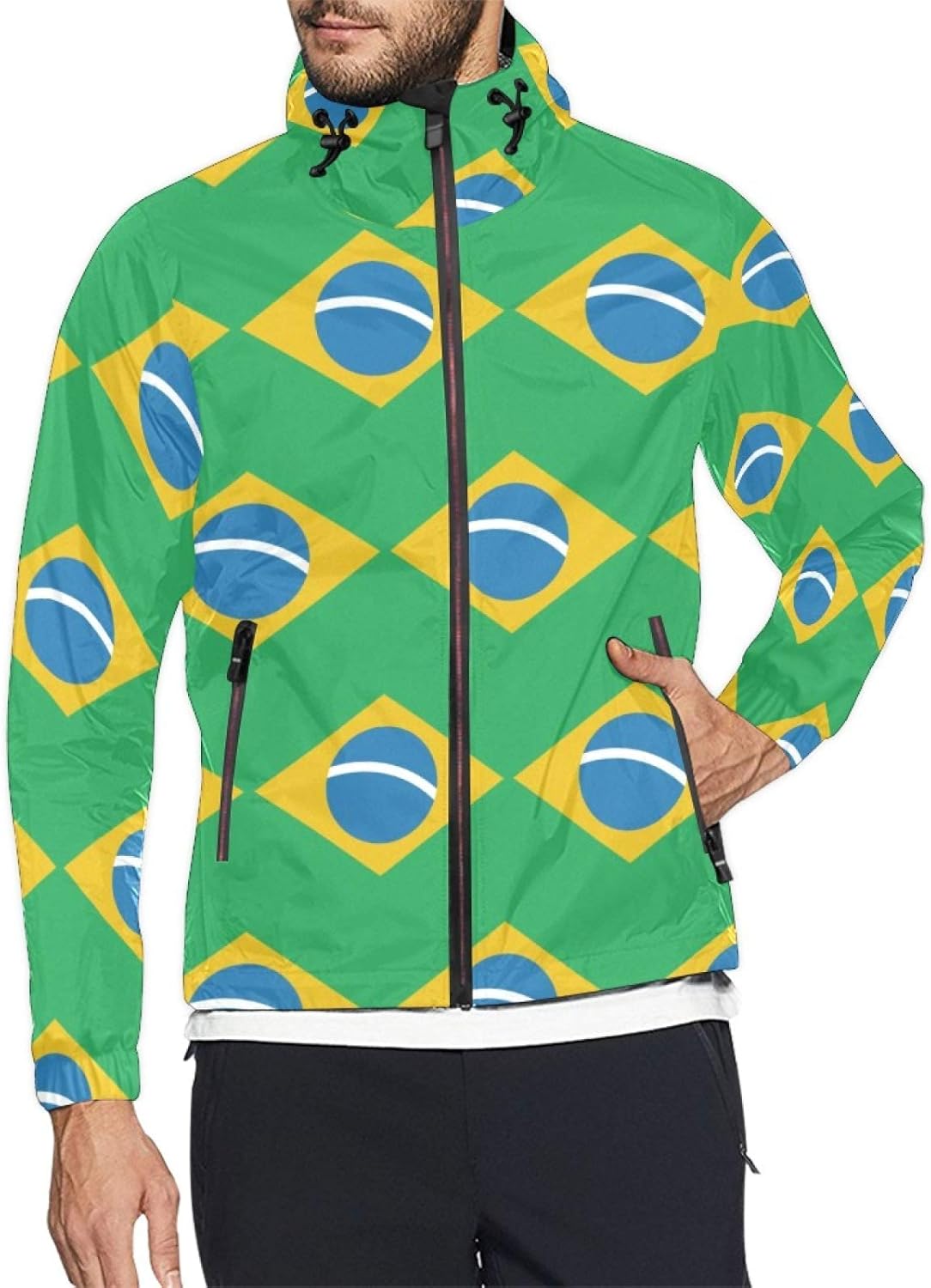 Brazil Flag Mens and Womens Windproof Jacket Windbreaker at Amazon Men ...