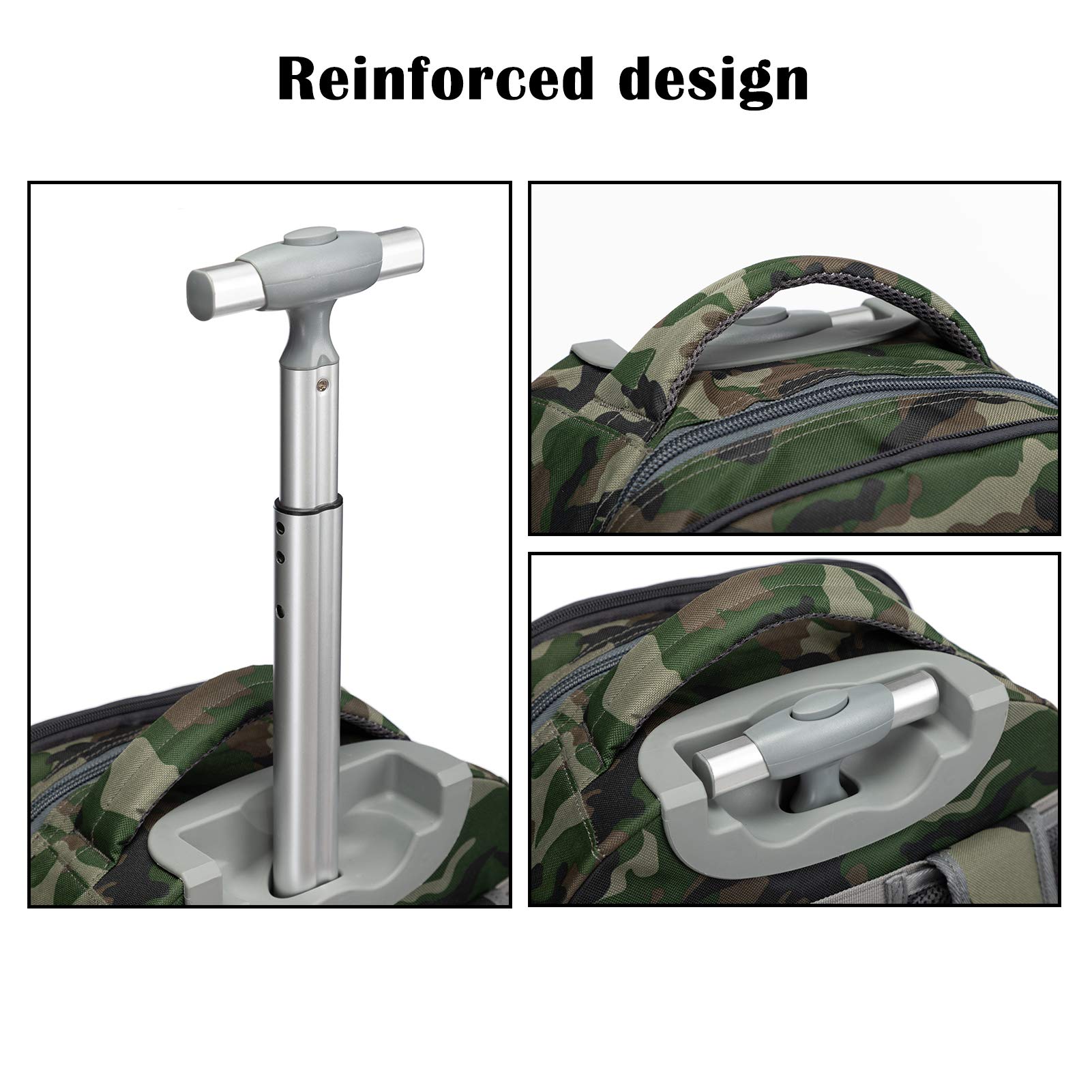 WEISHENGDA 18 inches Wheeled Rolling Backpack for Adults and School ...