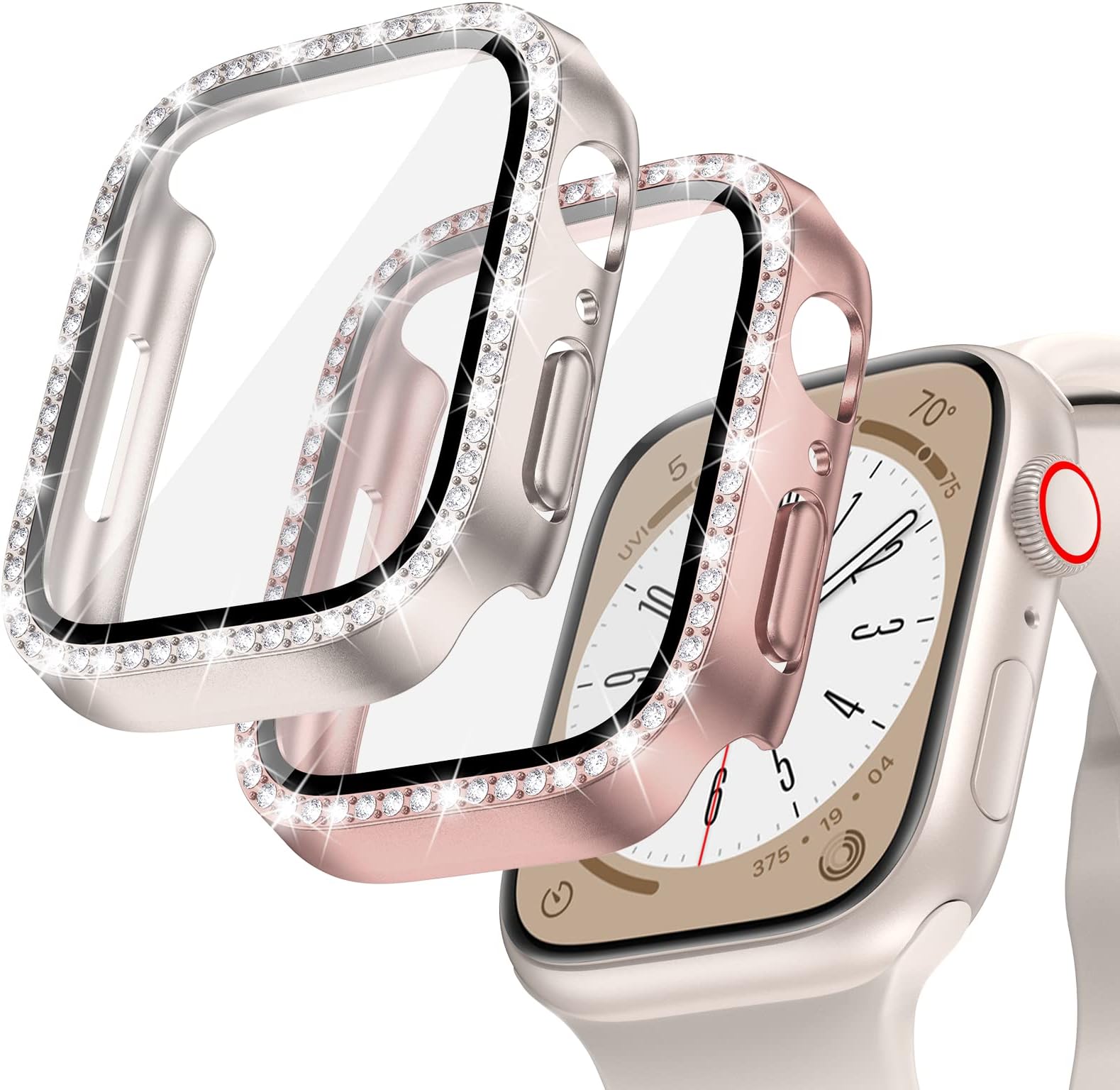 Amazon.com: Shenou 4 Pack Bling Case for Apple Watch Series 9/8/7 41mm ...