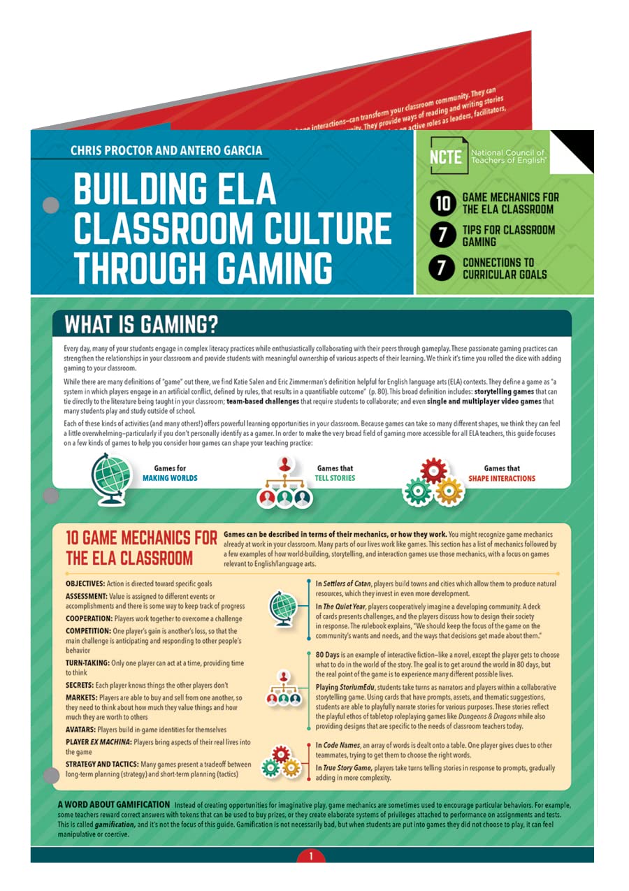 Building ELA Classroom Culture through Gaming (Quick-Reference Guide ...