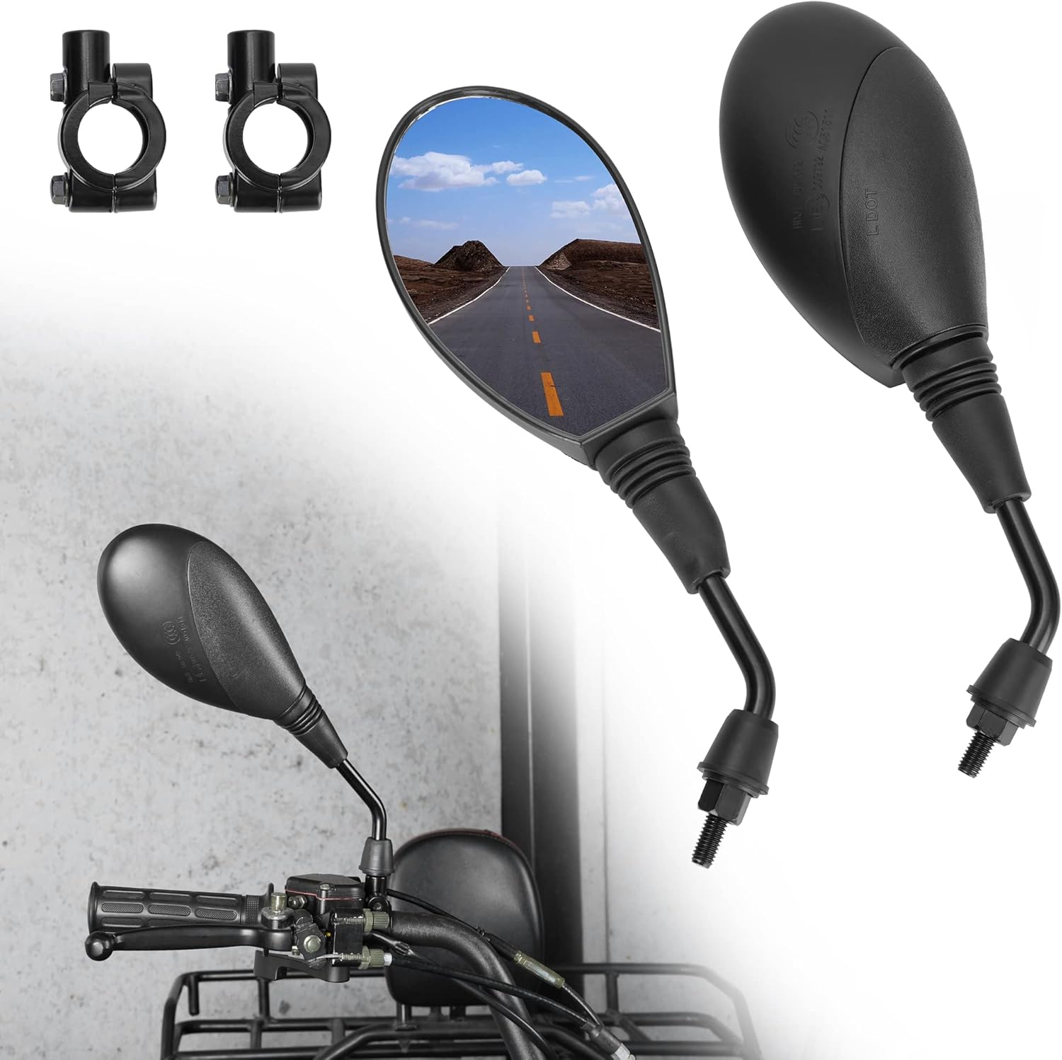 Amazon.com: 8mm Scooter Moped Rearview Mirrors with Mirror Mount for ...