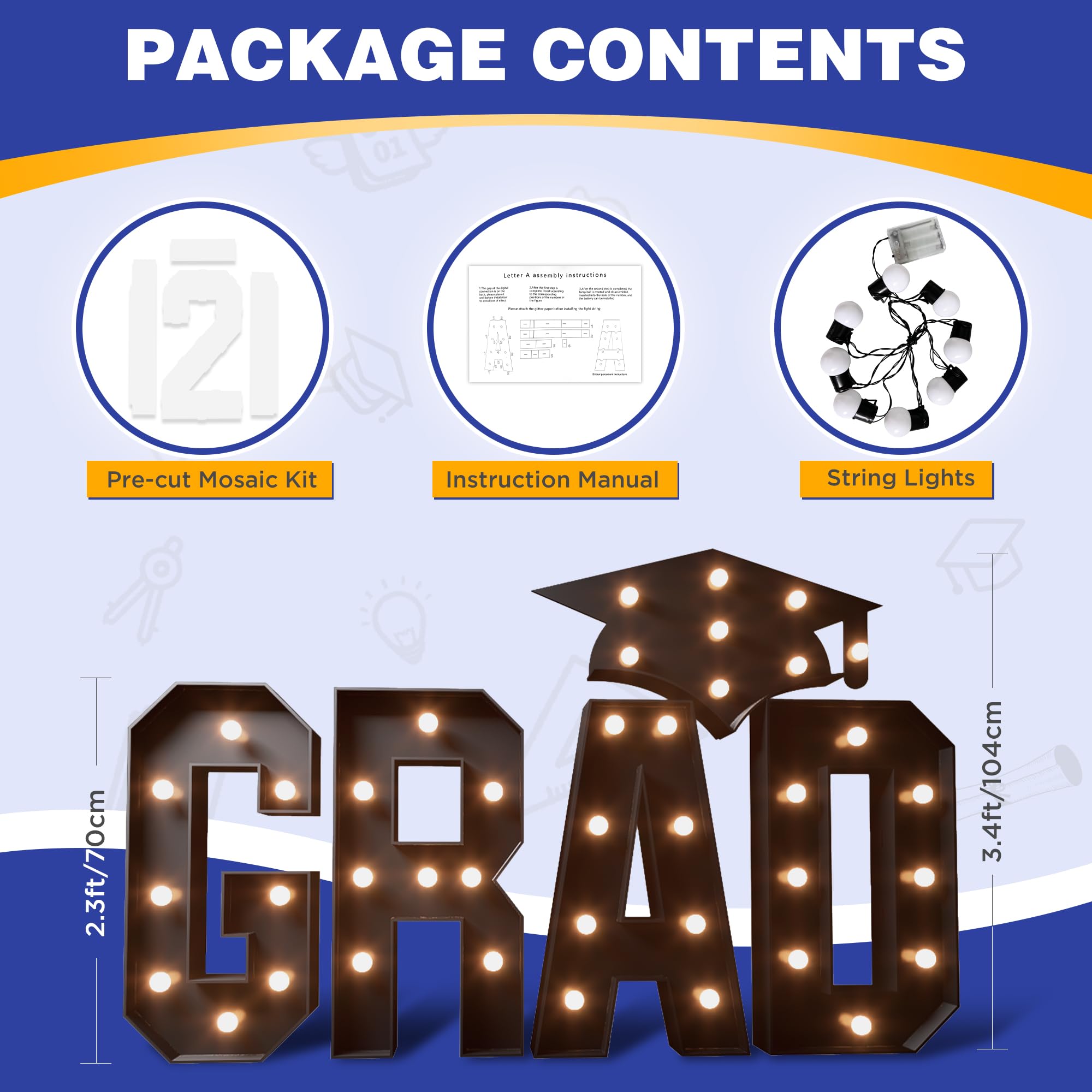 Snapklik.com : 2024 Graduation Decorations - 2.3FT Large PRE-CUT GRAD ...