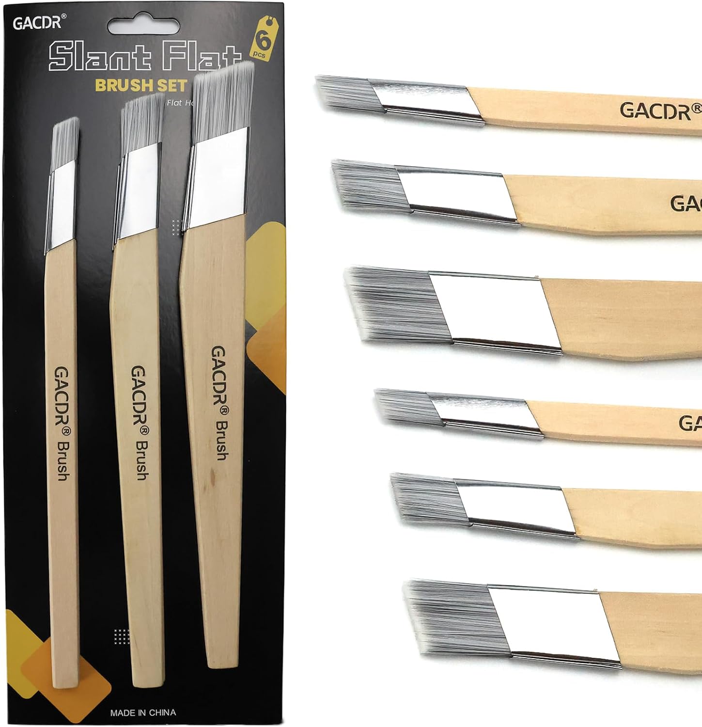 GACDR Slant Lining Fitch Paint Brushes,Pack Of 6 Cutting In Paint Brush ...