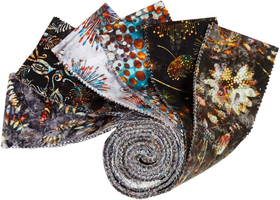 Amazon.com: QT Quilt Fabrics Batik Botanica 2.5'' Strips 12 pcs Black ...