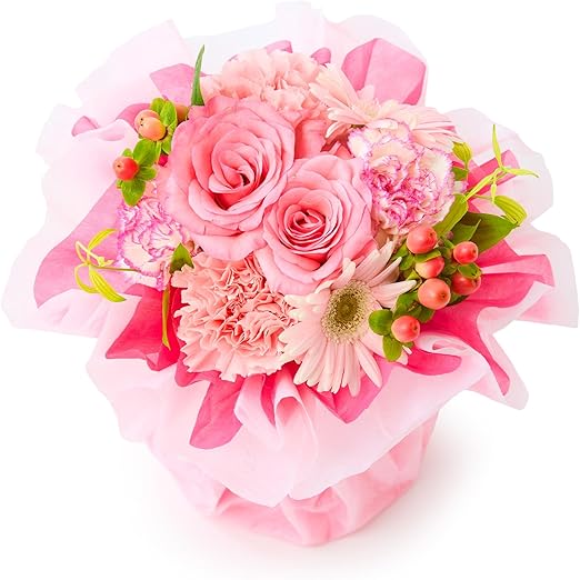 Amazon｜bloomee(ブルーミー) そのまま飾れる ブーケ ピンク Sサイズ ホワイトデー お返し 誕生日 花 生花 花束 (ギフト プレゼント お祝い) 退職祝い 結婚祝い 卒業式 ...