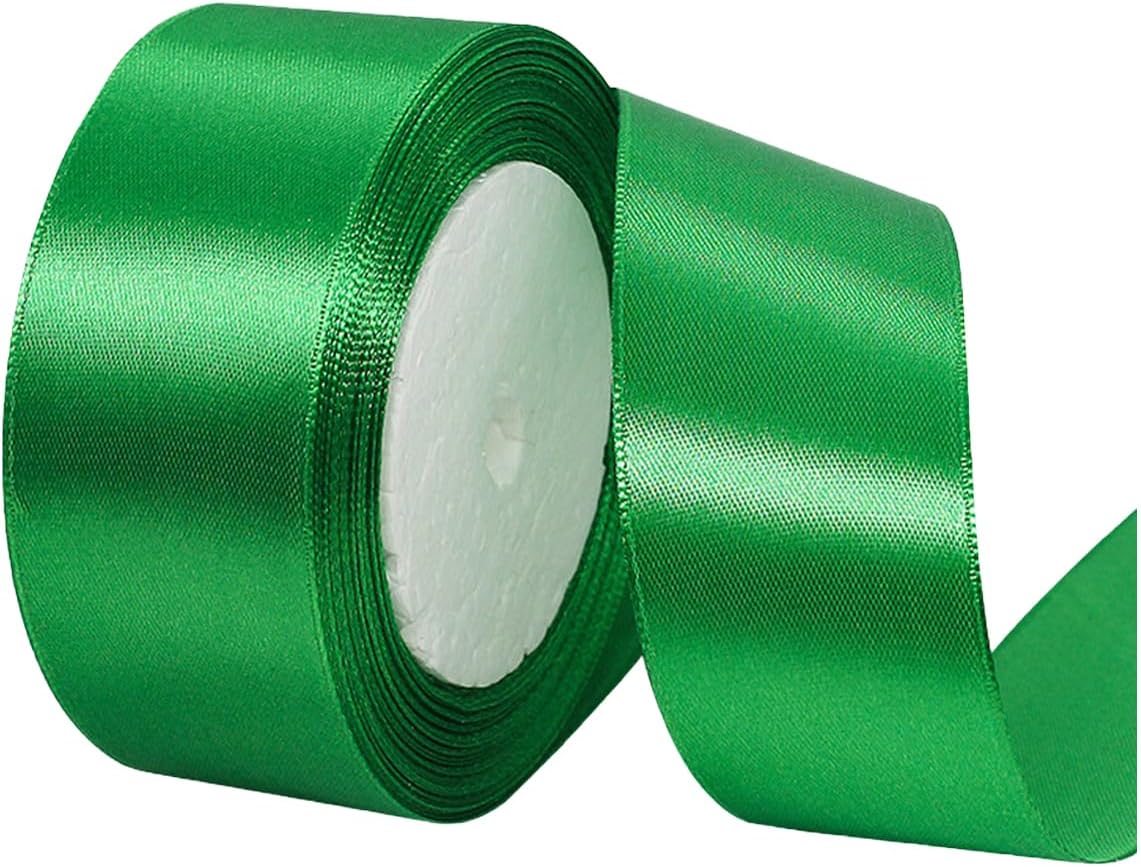 Amazon.com: Green Ribbon 1-1/2 Inch, 25 Yards Solid Satin Fabric ...