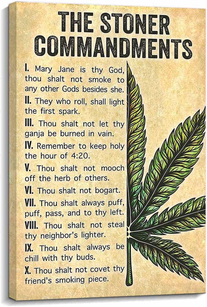 Amazon.com: The Stoner Commandments Wall Art Weed Cannabis Quote Poster ...