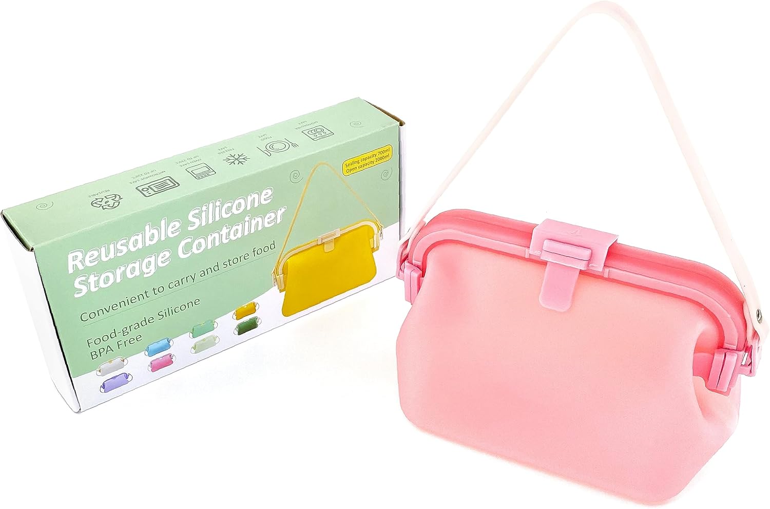 Amazon.com: Reusable Silicone Storage Container Bag, Food Grade ...