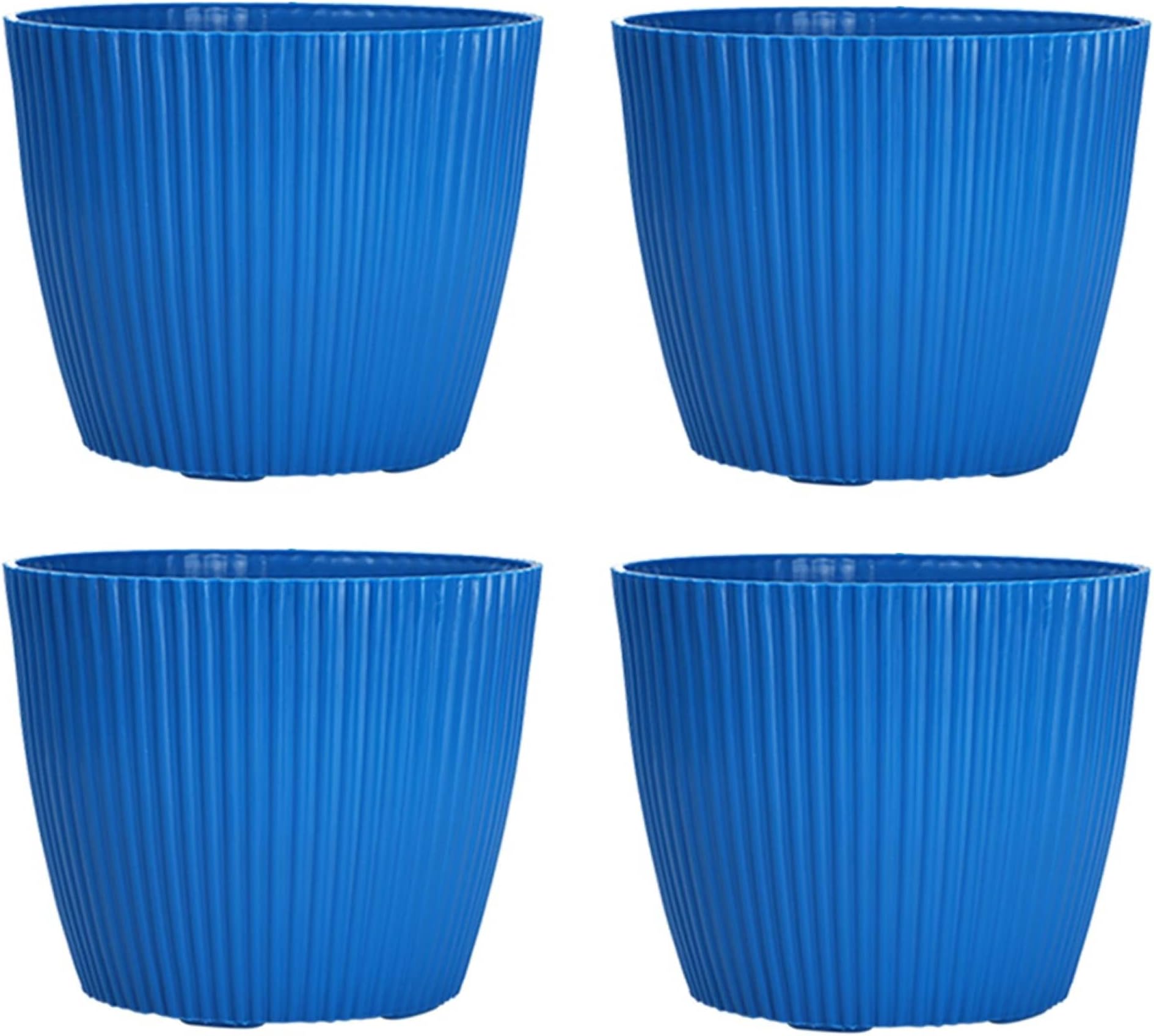 VIRKART Plastic Mega Pots Set, White, 12 Inch, 4 Pieces (Yellow ...