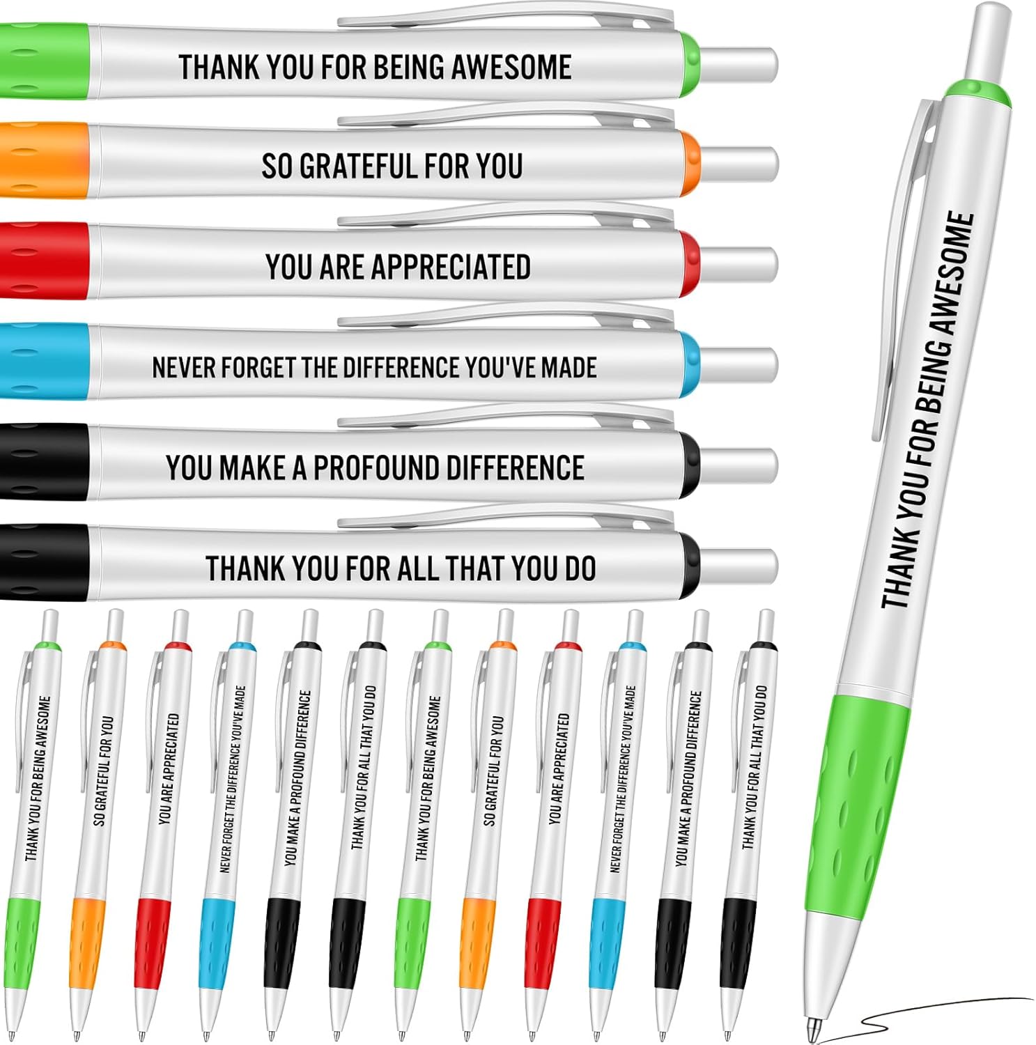 Faccito 24 Pcs Thank You Ballpoint Inspirational Quotes Pen Black Ink ...