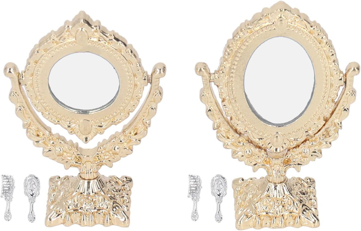 Amazon.com: 2Pcs Mini House Miniature Mirror,Golden Frame Vanity Mirror ...