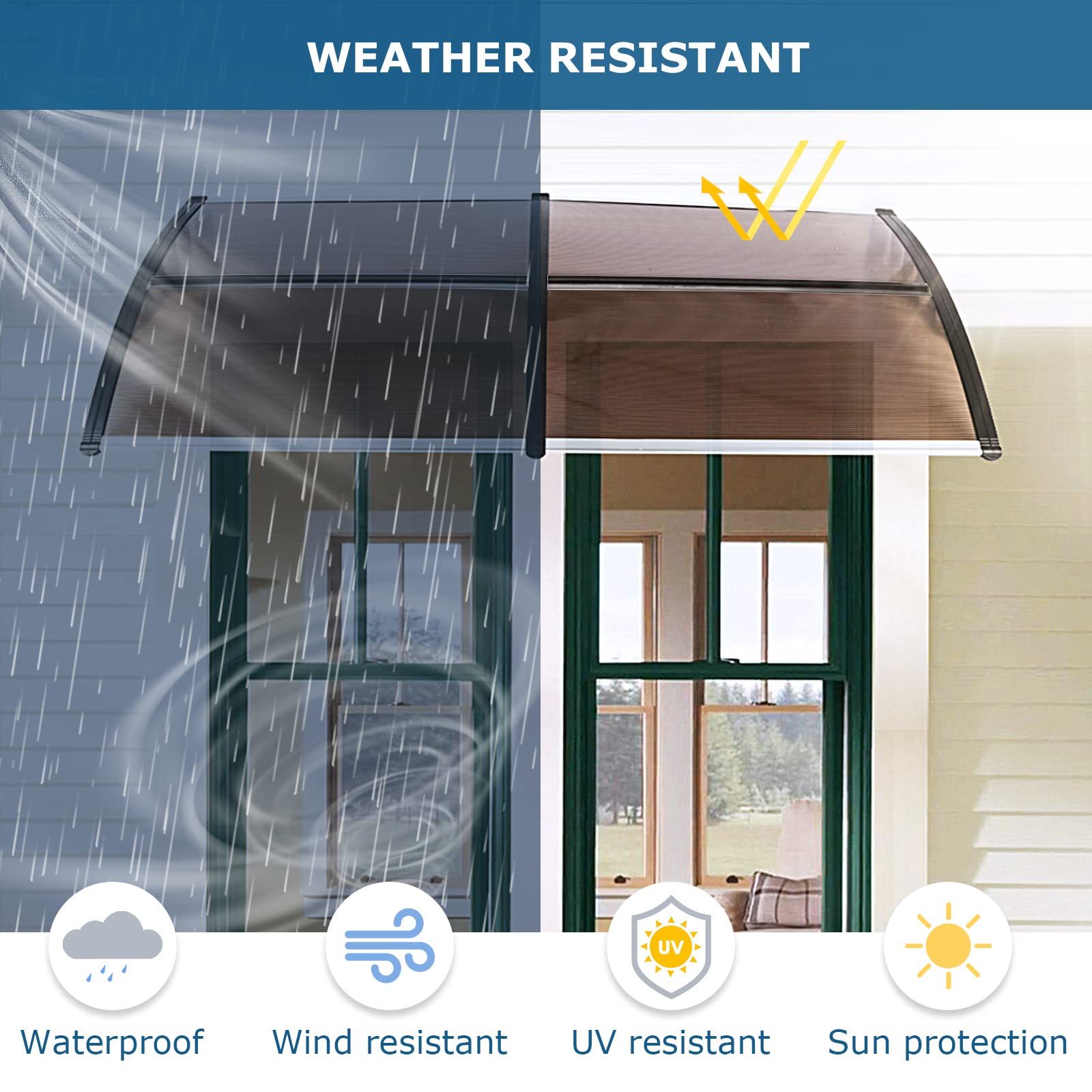 Snapklik.com : 80"x40" Window Door Awning Canopy, Polycarbonate Cover ...