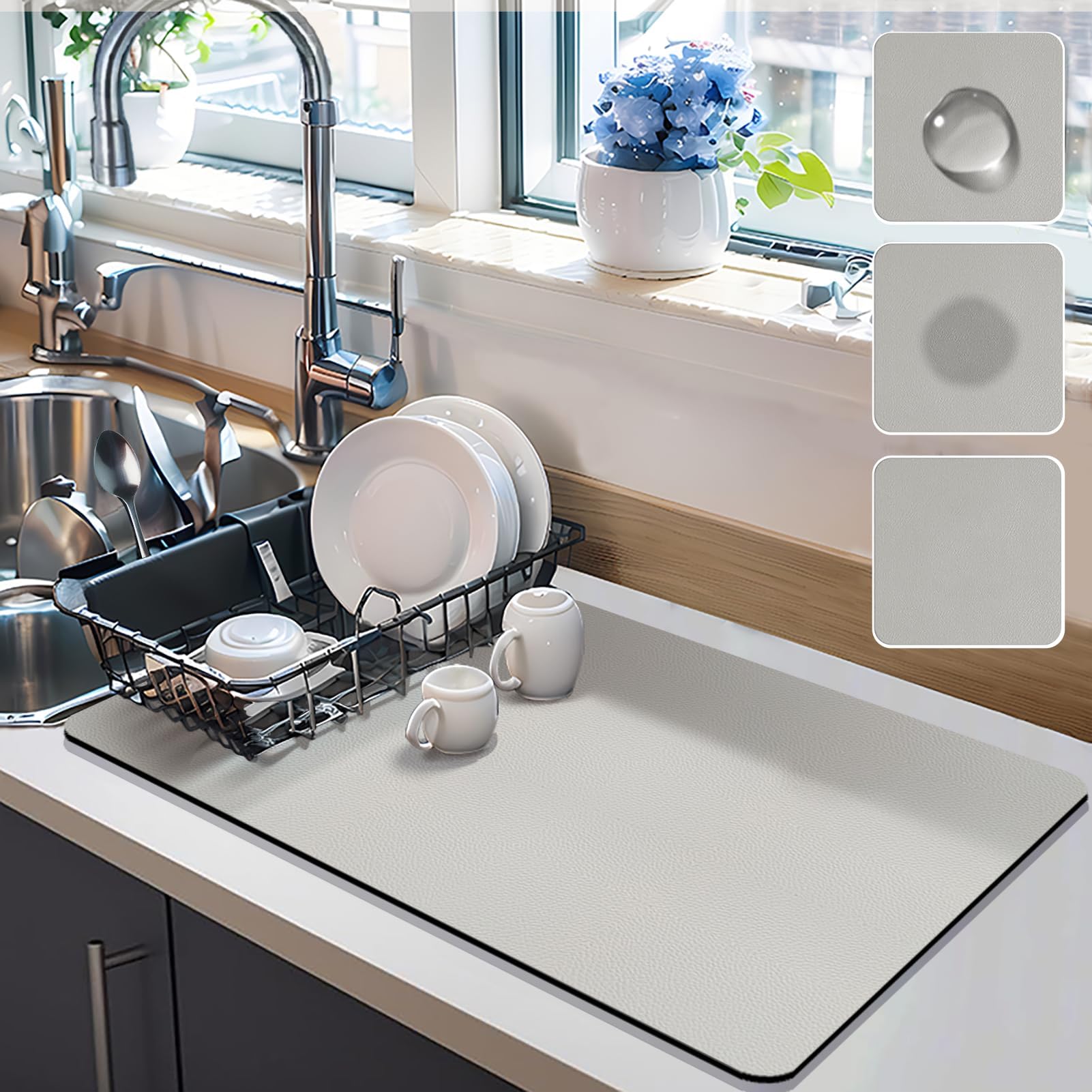 Amazon.com: Dish Drying Mat for Kitchen Counter, 24"x16" Dish Drying ...