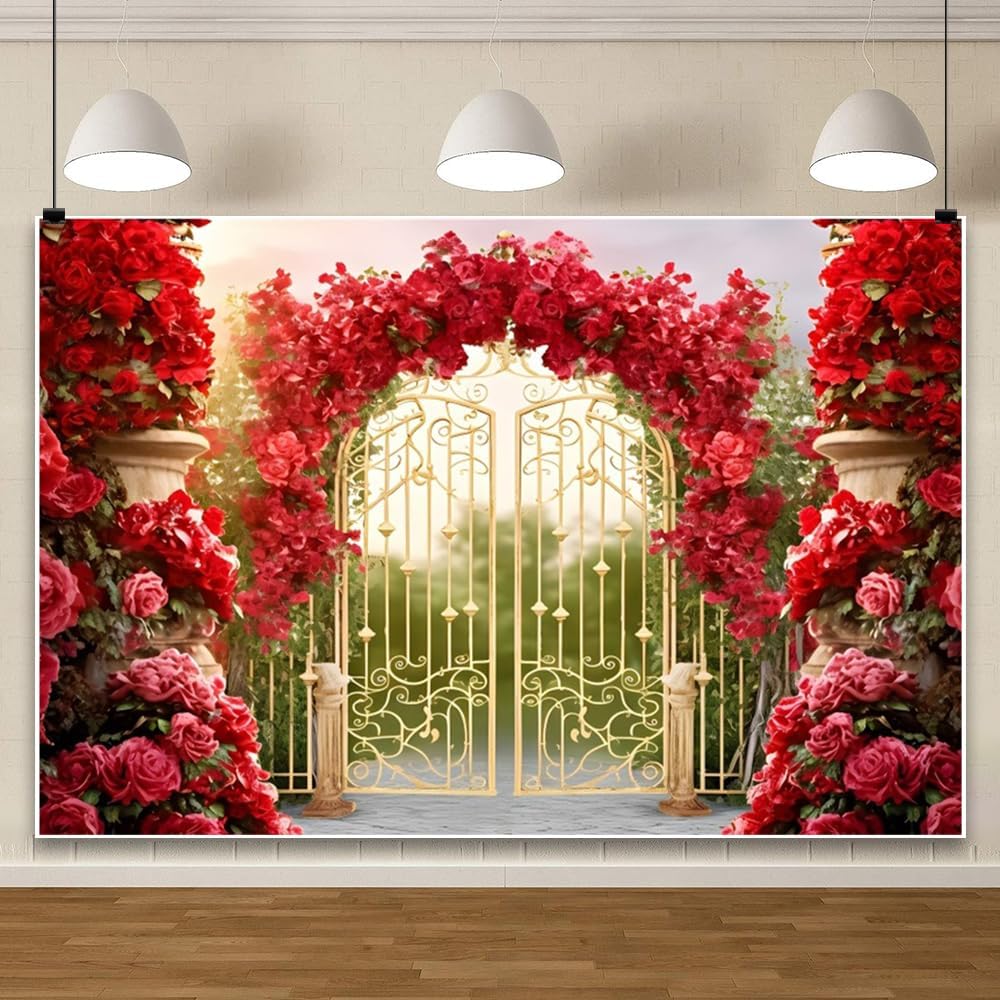 Amazon.com : ChloropLastid 10x8ft Red Rose Garden Backdrop Flower Wall ...