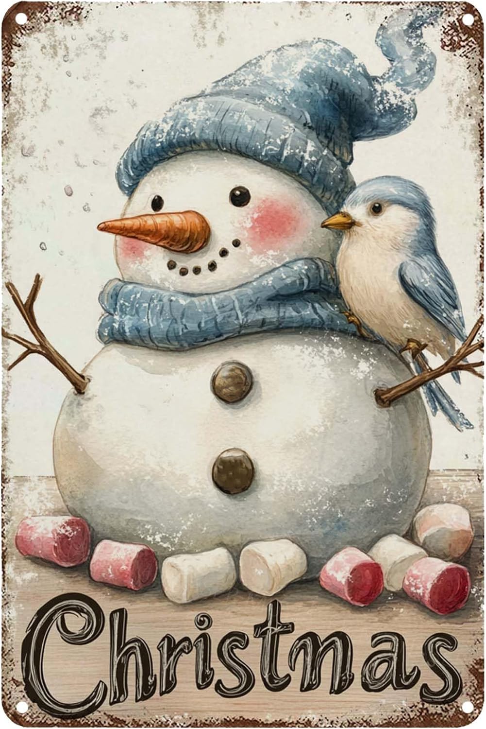 Amazon.com: MUYIASER Metal Sign Christmas Snowman Metal Tin Sign ...