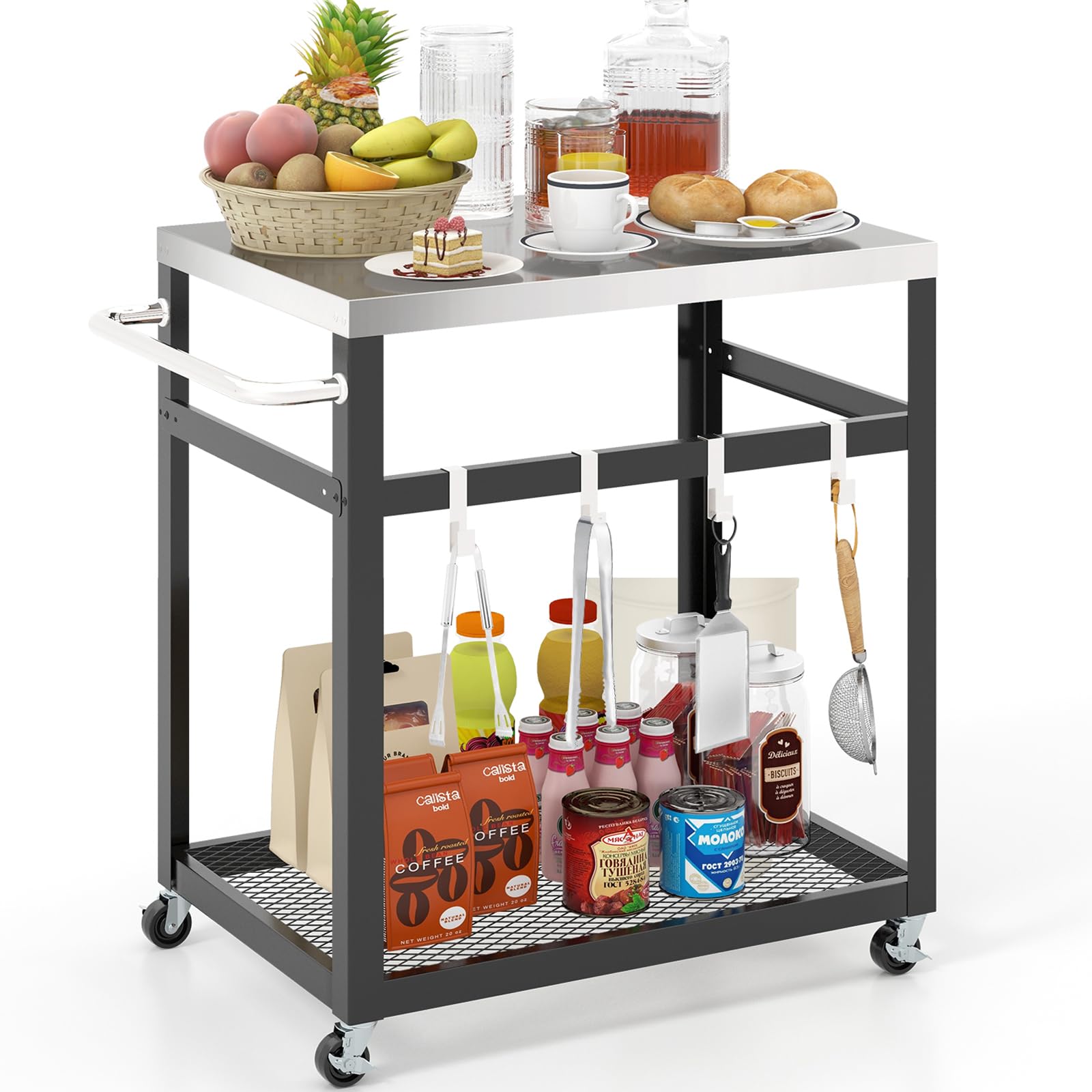 Giantex Outdoor Grill Cart with 29''W x 20''D Stainless Steel Top ...