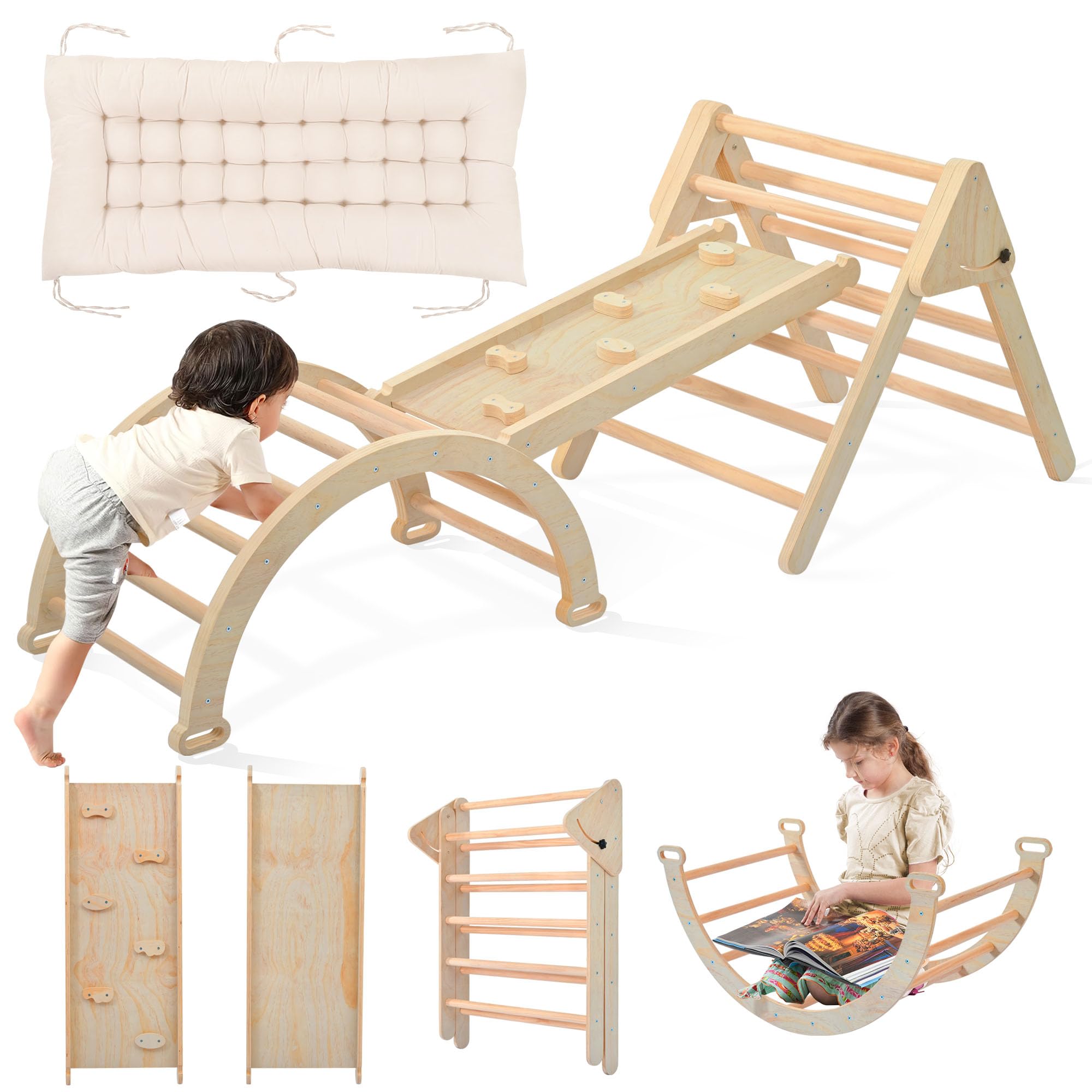 Wooden Climbing Arch Pikler Triangle Cushion Arch Rocker Arch With ...