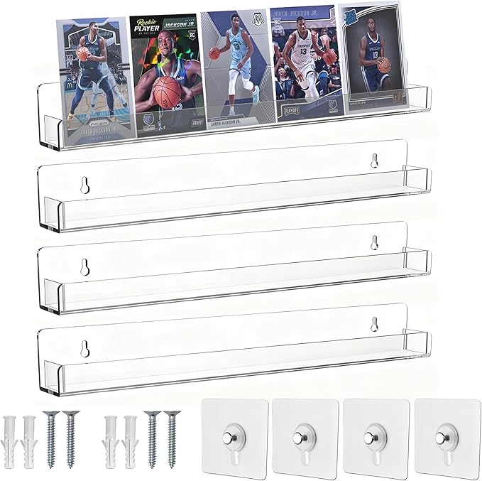 Amazon.com: 4 PCS Sports Card Display Shelf Wall Mount, Hold 16 Graded ...
