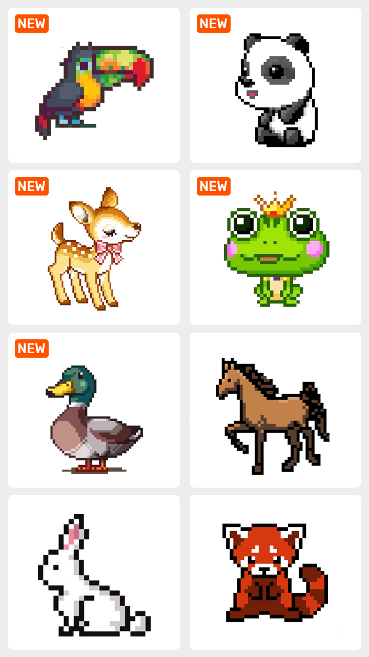 Animal Color By Number: Pixel art adult coloring to recolor 8bit animal ...