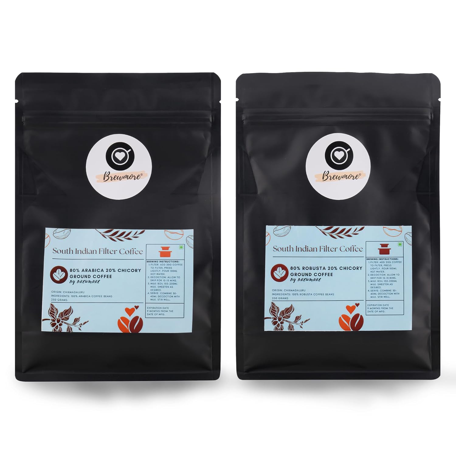 BrewMore Premium Filter Coffee Powder - 100gm Pouch (Combo Pack of 2 x ...