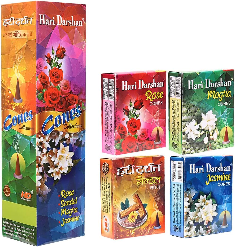 Hari Darshan Multi Fragrance Dhoop Cones- 240 Sticks | Sandal, Rose ...