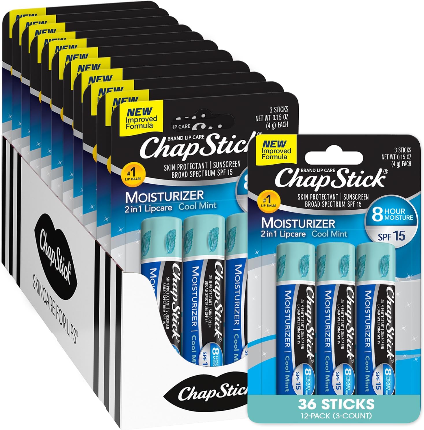 Amazon.com: Chapstick Classic Medicated Lip Balm, 0.15 Ounce, 3 Count ...
