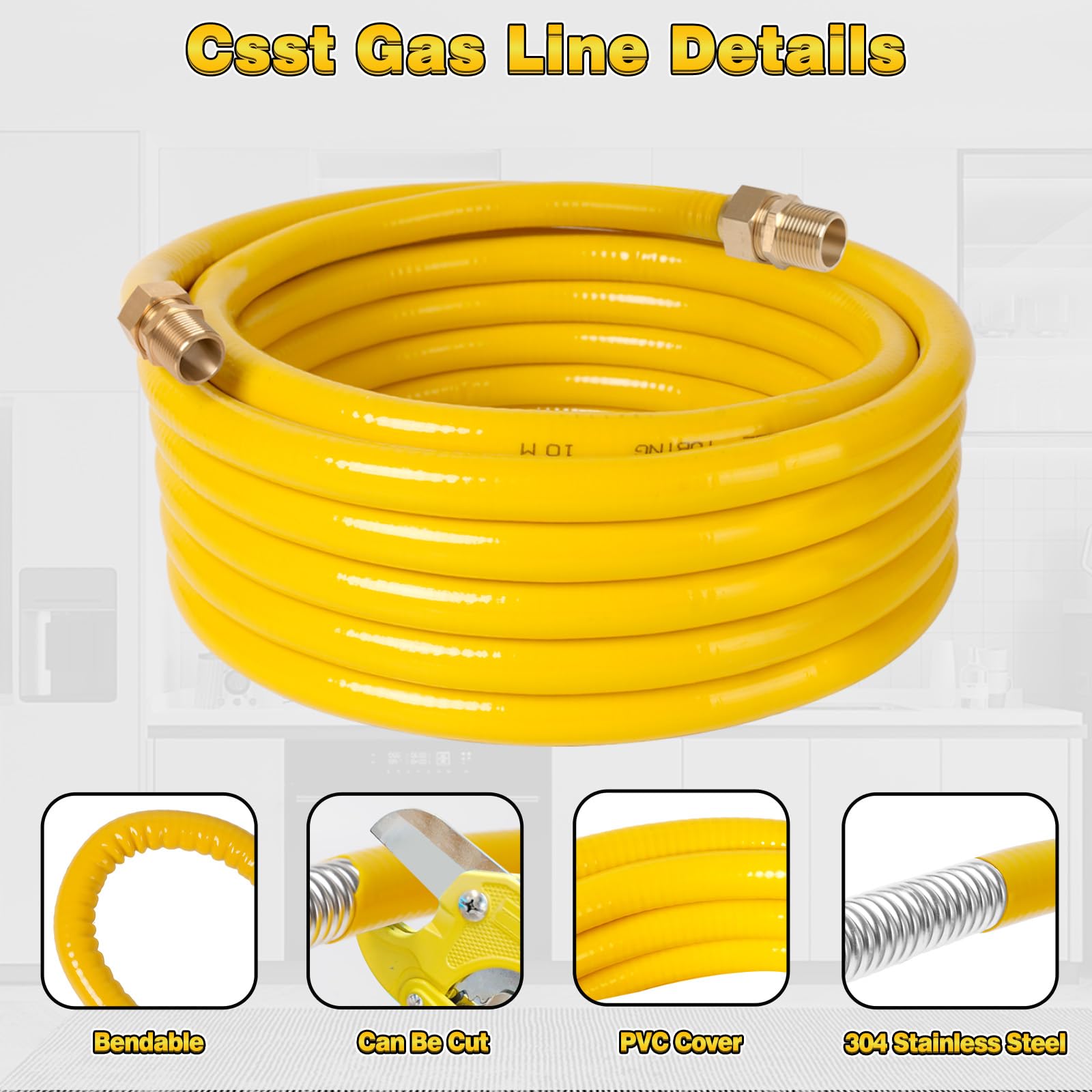 Snapklik.com : Jasdego 33ft 3/4 CSST Natural Gas Line Gas Tubing Pipe ...