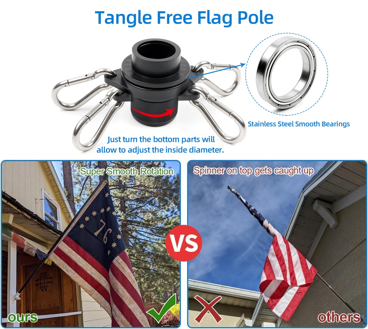 Swivel Flag Pole NA Telescopic Flagpole Kit 25ft Heavy Duty Aluminum