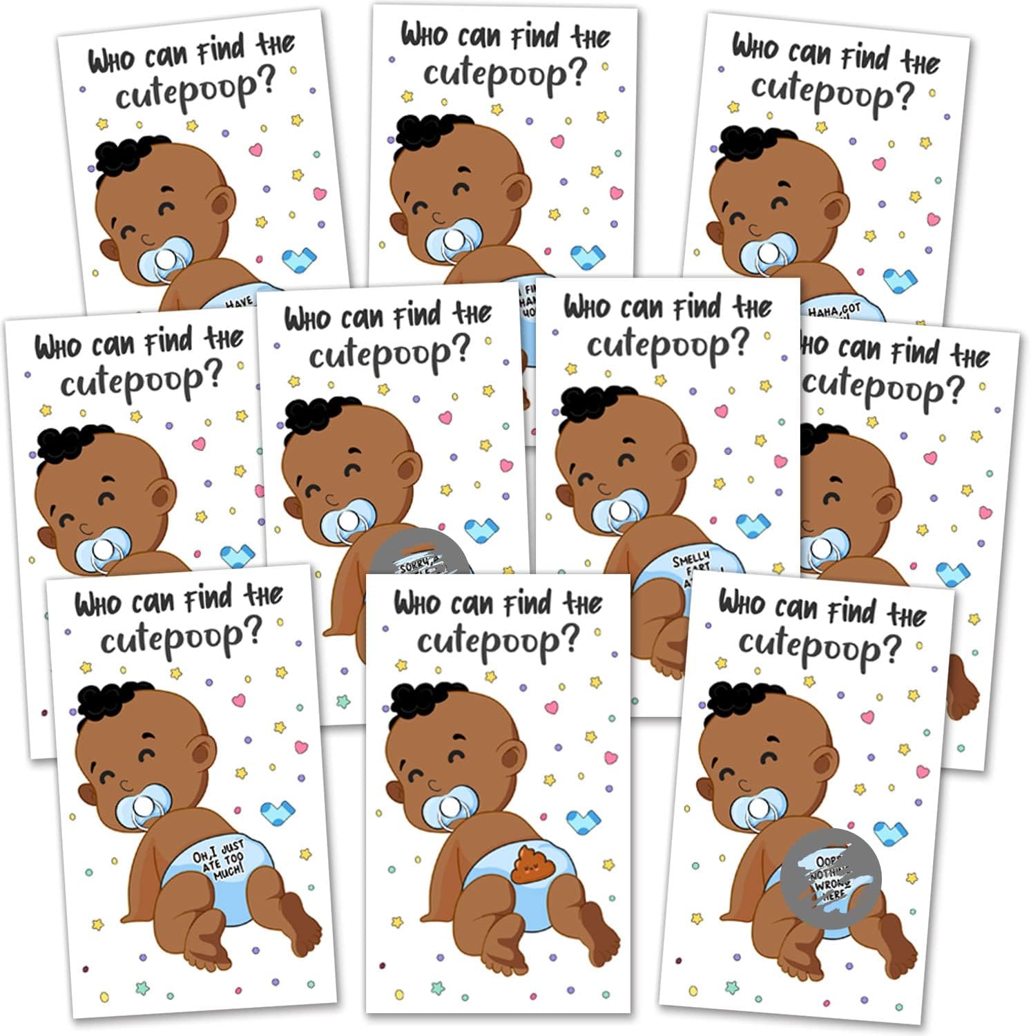 Amazon.com: 40 Baby Shower Scratch Off Game Cards, Boy African American ...