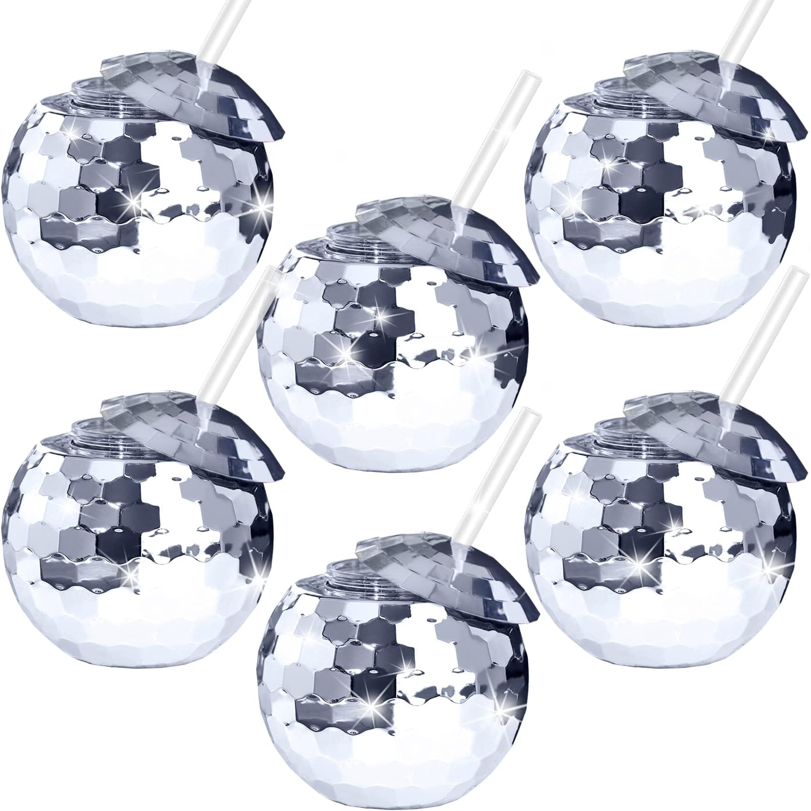 Amazon.com: 6 Pcs Disco Ball Cups Silver Spherical Cup Disco Flash Ball ...