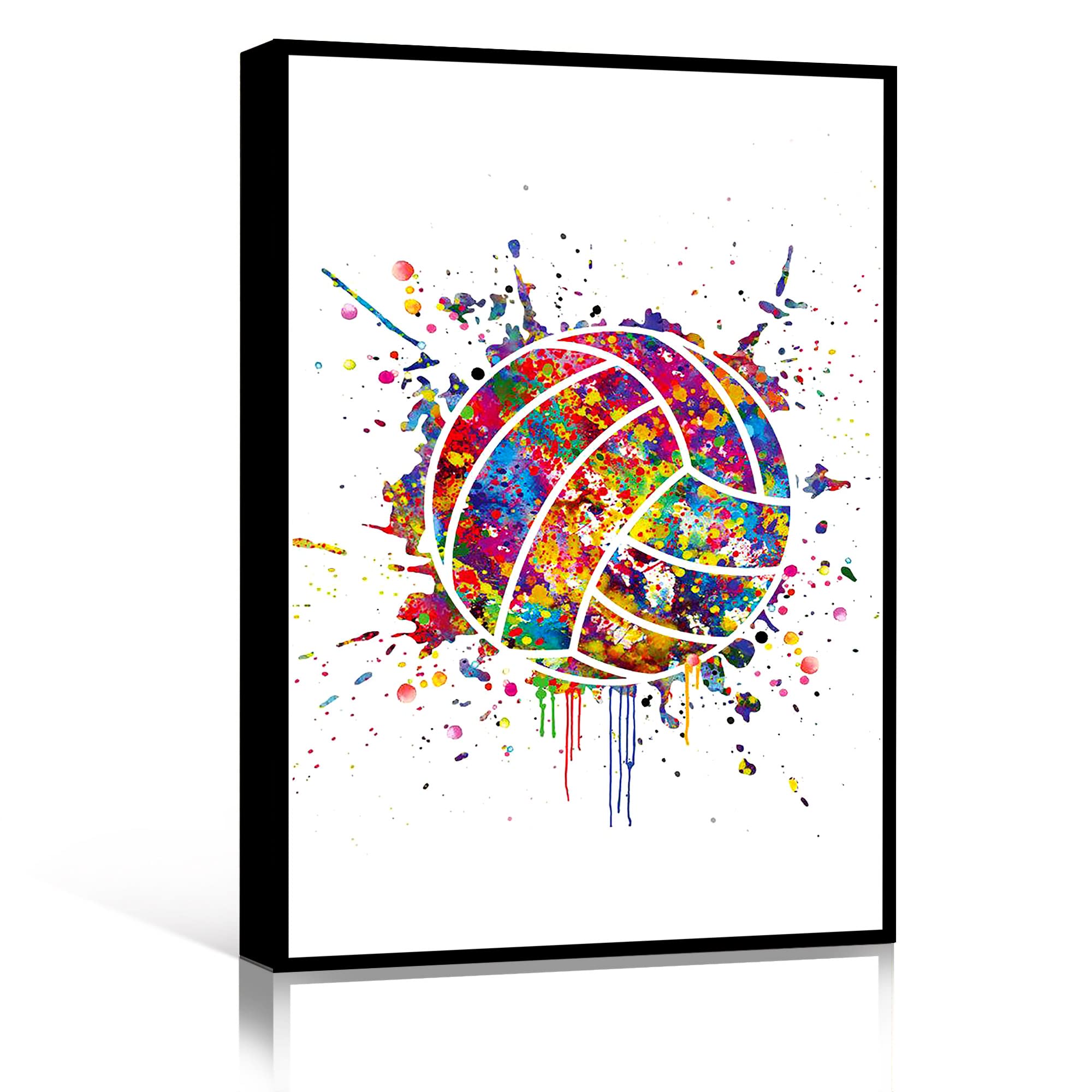 Amazon.com: WALL ART FOR BATHROOM,Volleyball Ball Watercolor Print ...