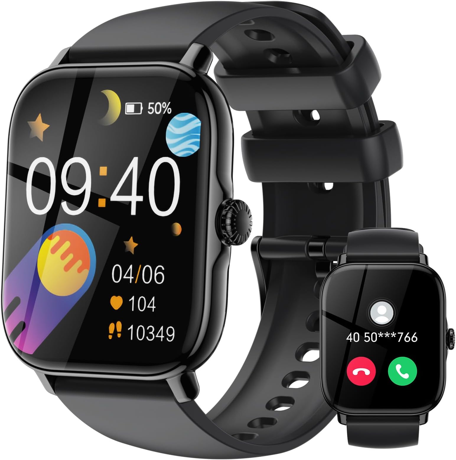Popglory Smartwatch mit Telefonfunktion, Fitnesstracker 2 Zoll Touch ...