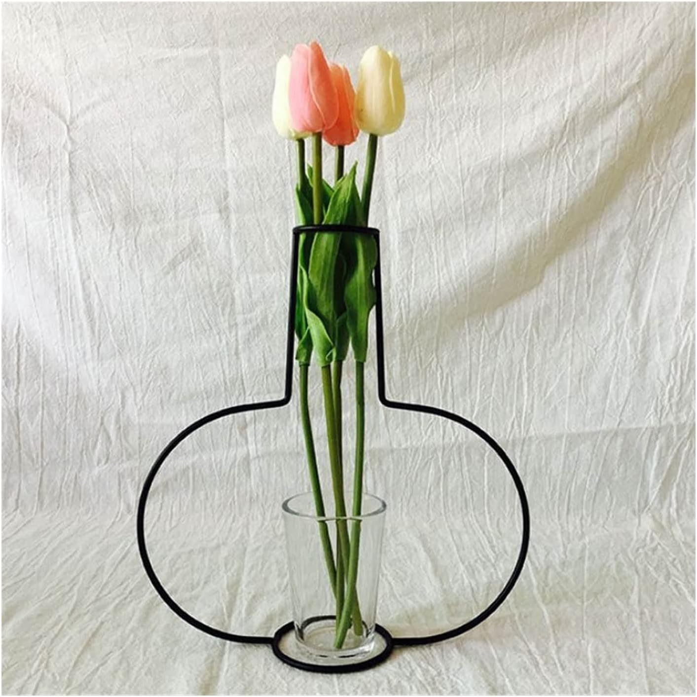 Amazon.com: Flower Vase Desktop Glass Vase Metal Frame Modern Creative ...