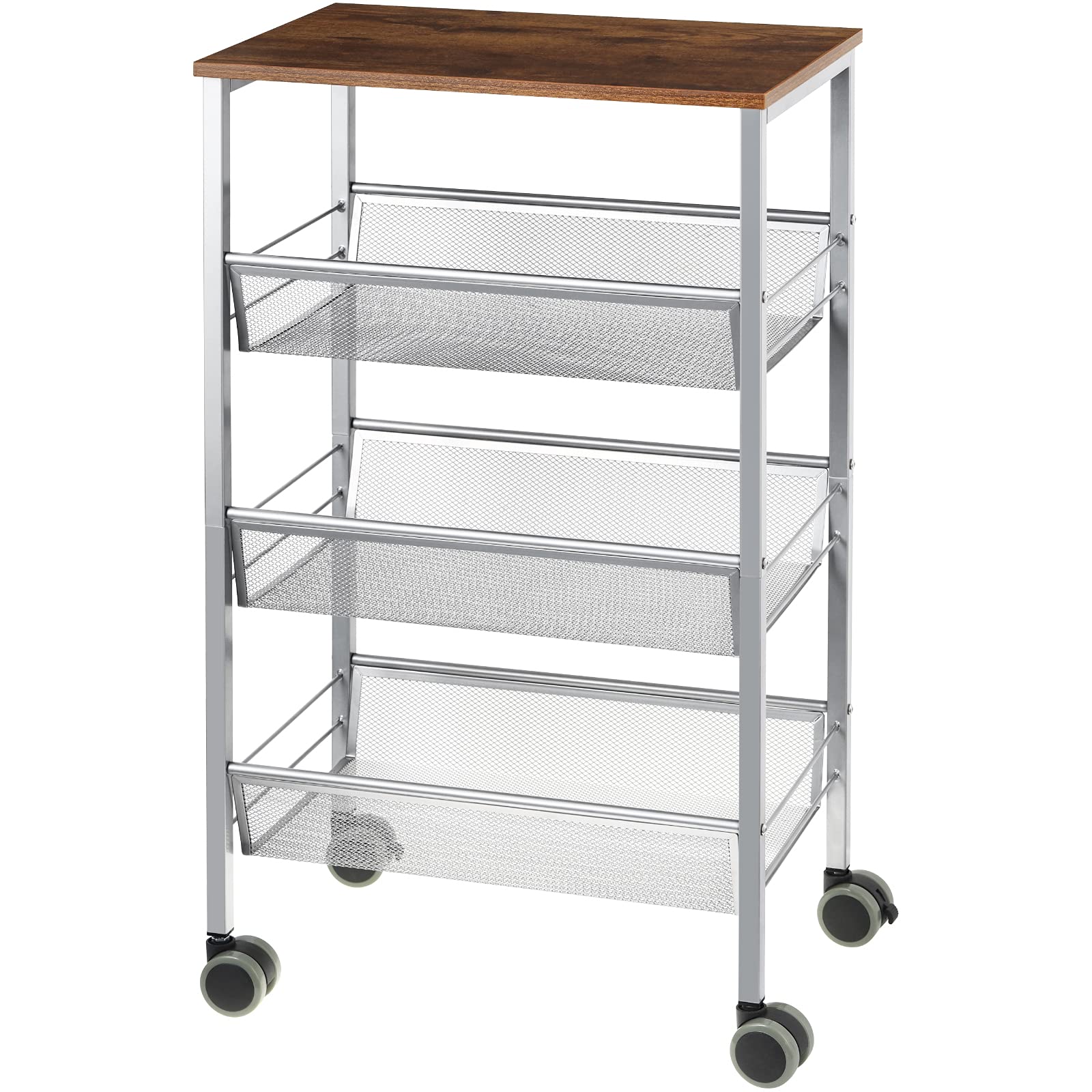 Buy Rolling kitchen Cart Island Serving Stand on Wheel 4 tier Wood ...