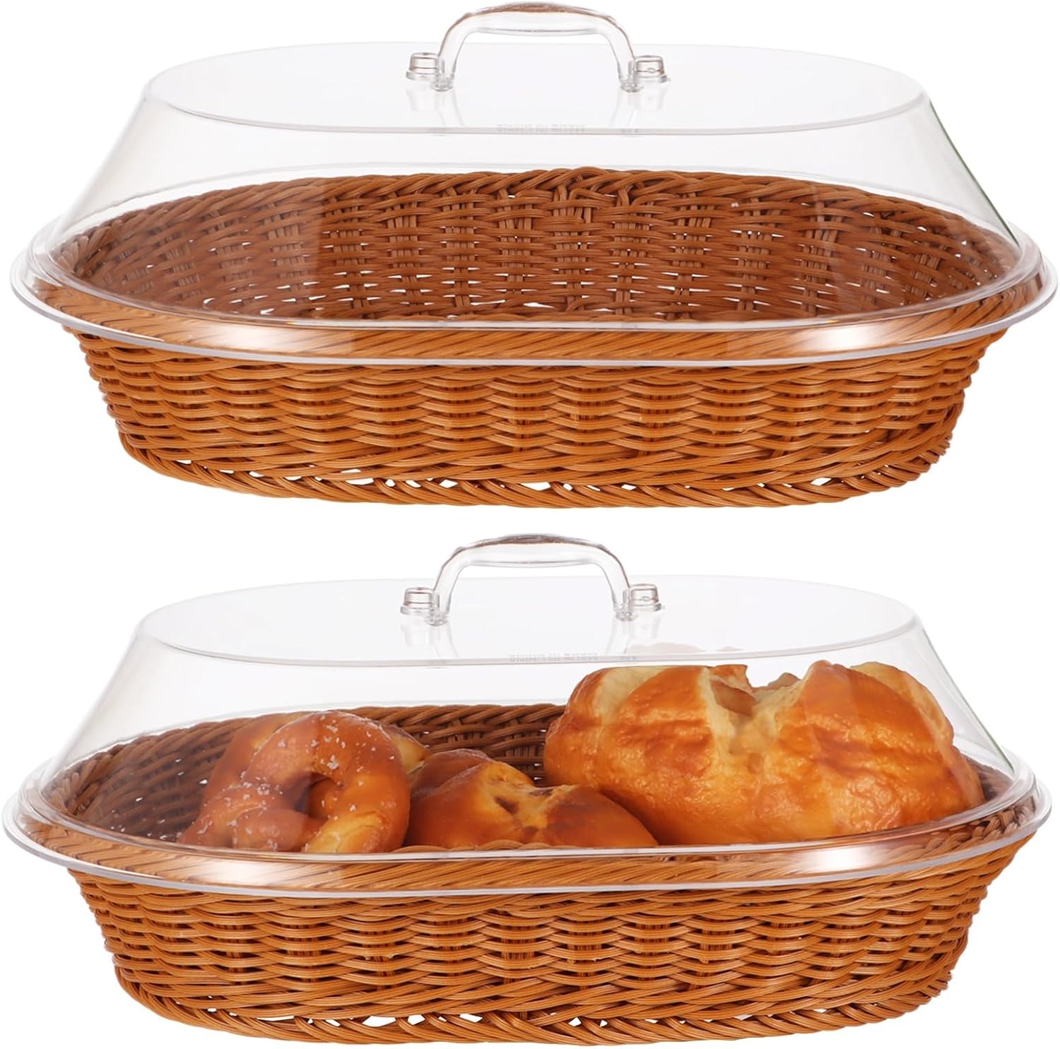 Amazon.com: 2 PCS Bread Fruit Baskets with Lid - 14 x 10 Inch Wicker ...