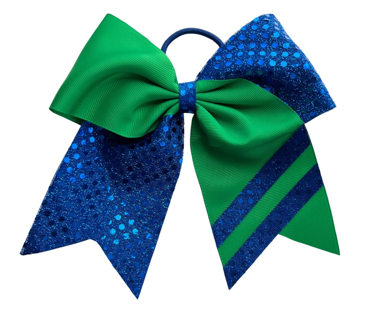 Amazon.com : New "CONFETTI STRIPES Royal Blue Green" Cheer Bow Pony ...