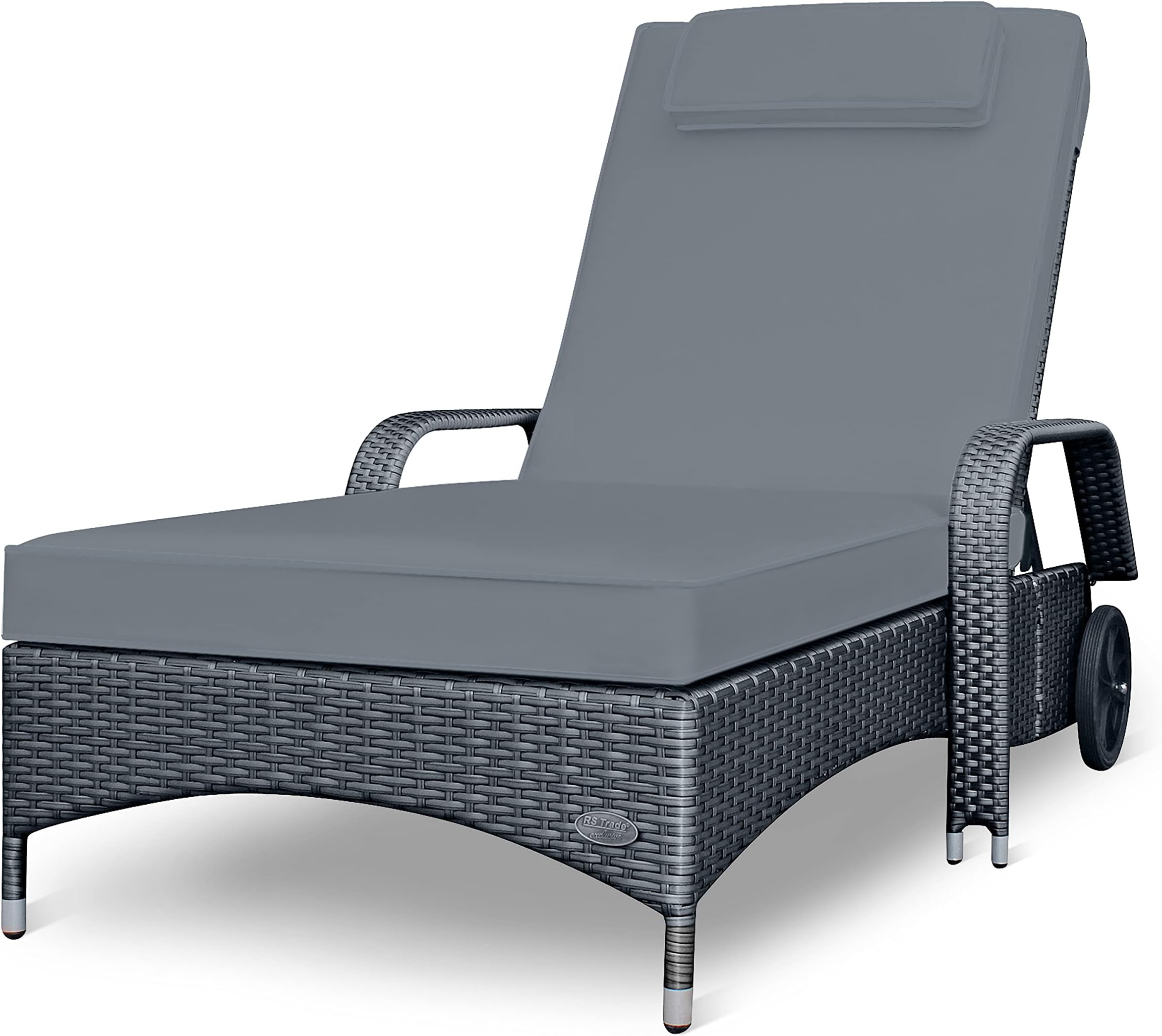 RS Trade Sonnenliege Monza Schwarz/Grau - Outdoor Liege mit beständigem ...