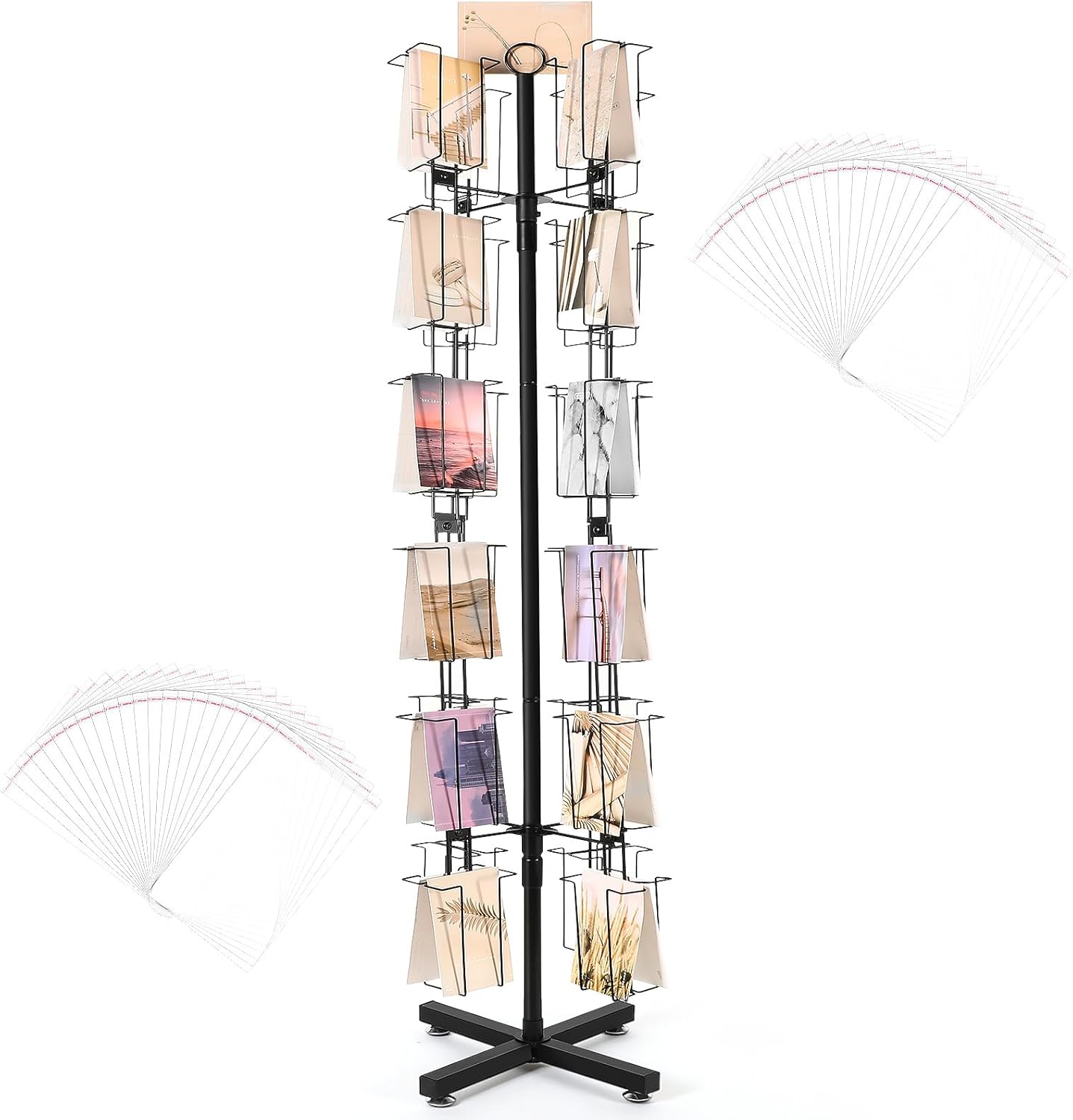 Amazon.com: Barydat 48 Pockets Greeting Card Display Stand Portable ...