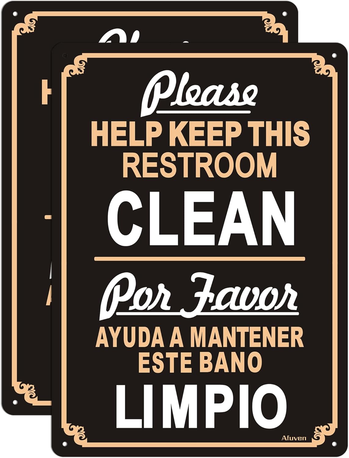 Please Help Keep This Restroom Clean Bilingual Signs 14” x 10” Keep ...