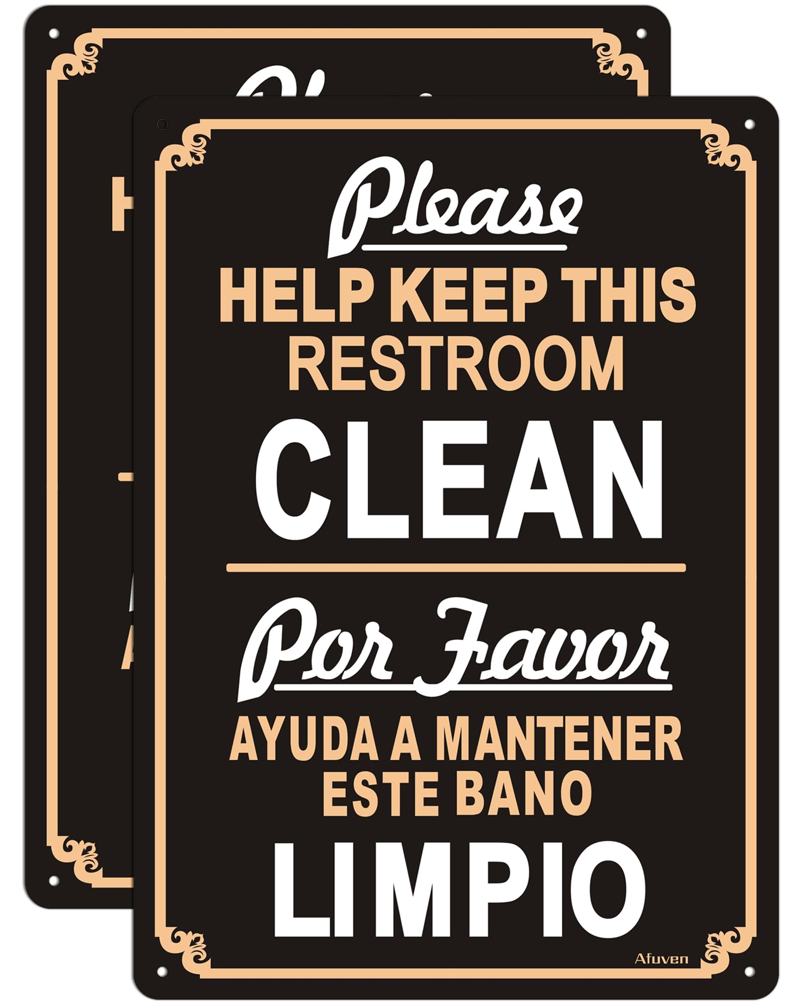 Amazon.com: Please Help Keep This Restroom Clean Bilingual Signs 14” x ...