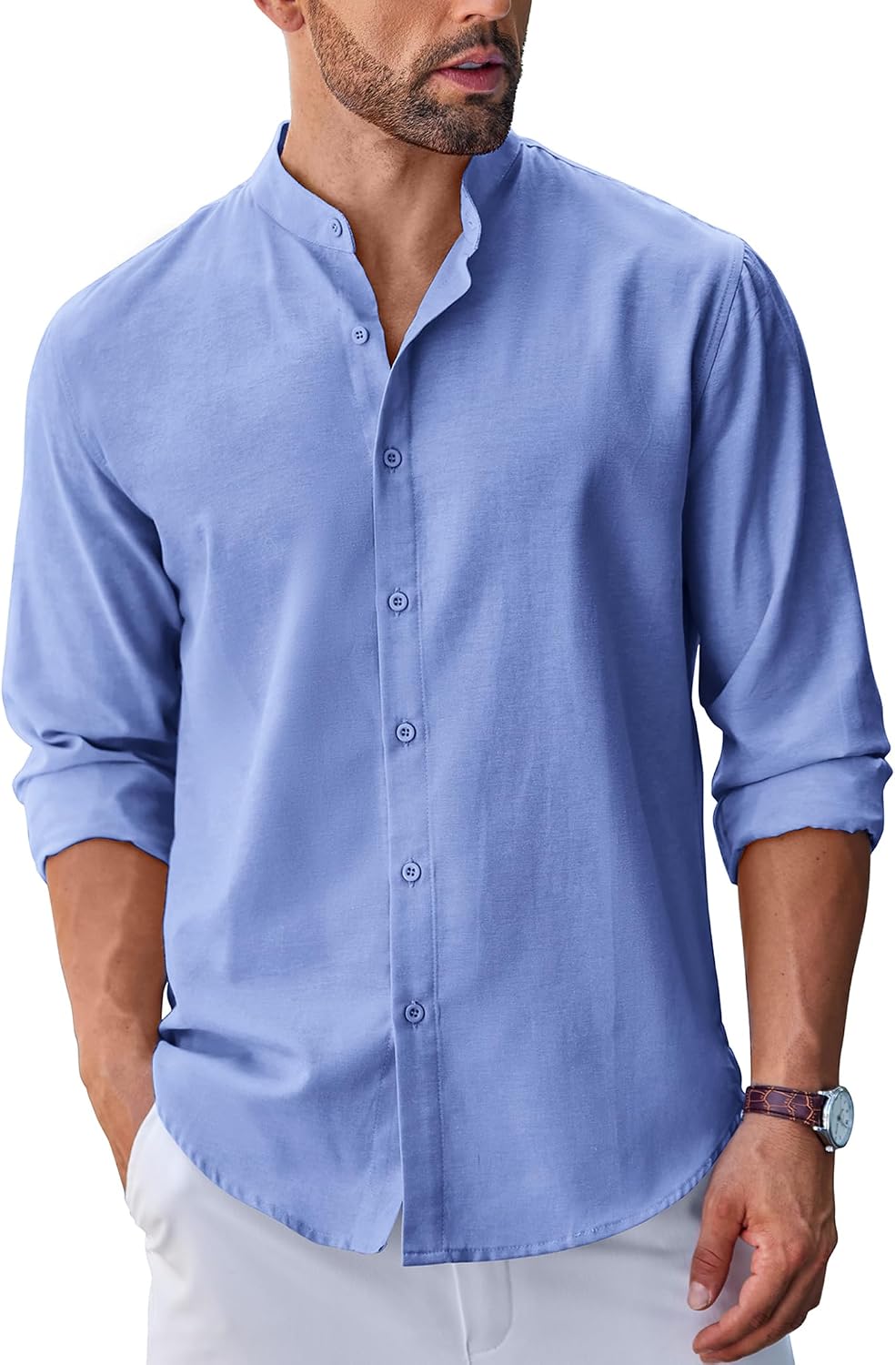 Amazon.com: COOFANDY Men's Long Sleeve Oxford Dress Shirts Chambray ...
