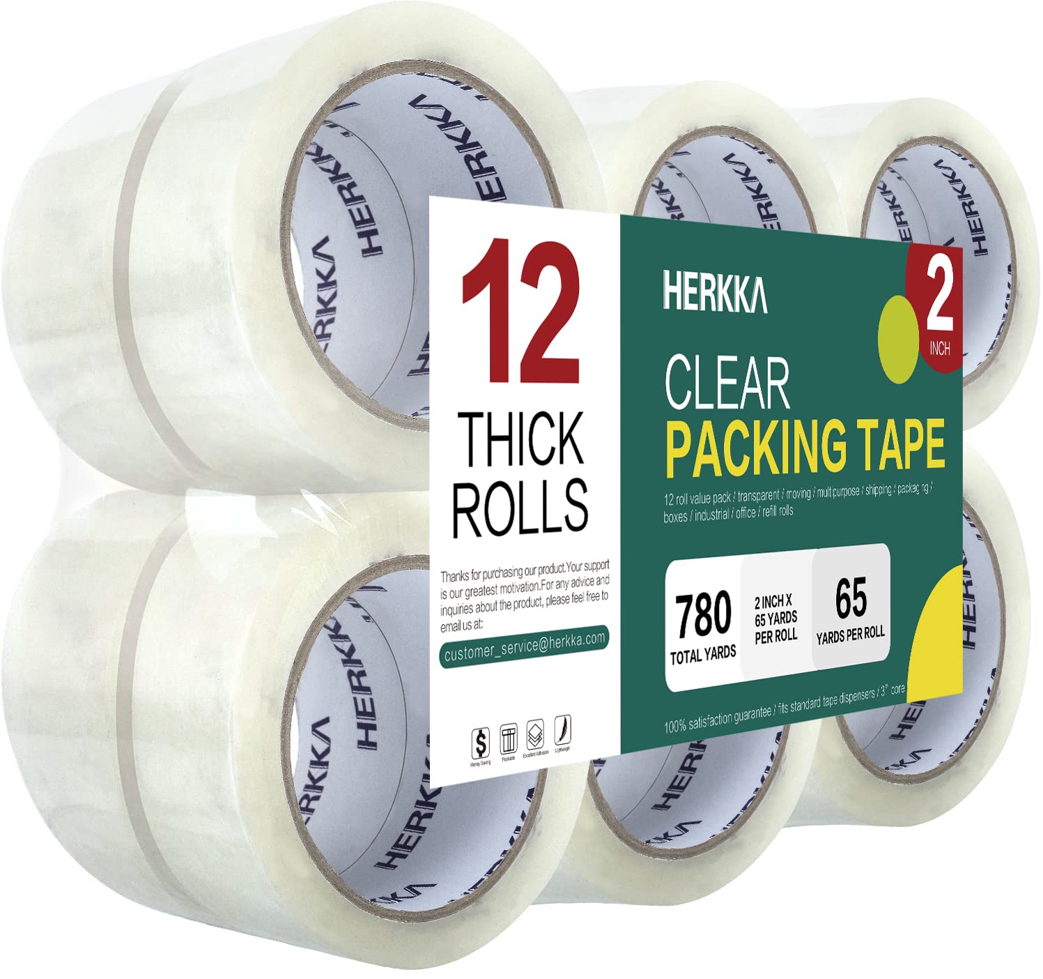 Snapklik.com : Clear Packing Tape, 12 Rolls Heavy Duty Packaging Tape ...